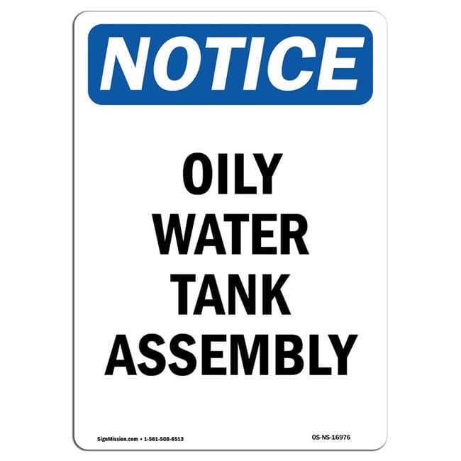 10 x 14 in. OSHA Notice Sign - Oily Water Tank Assembly - Walmart.com