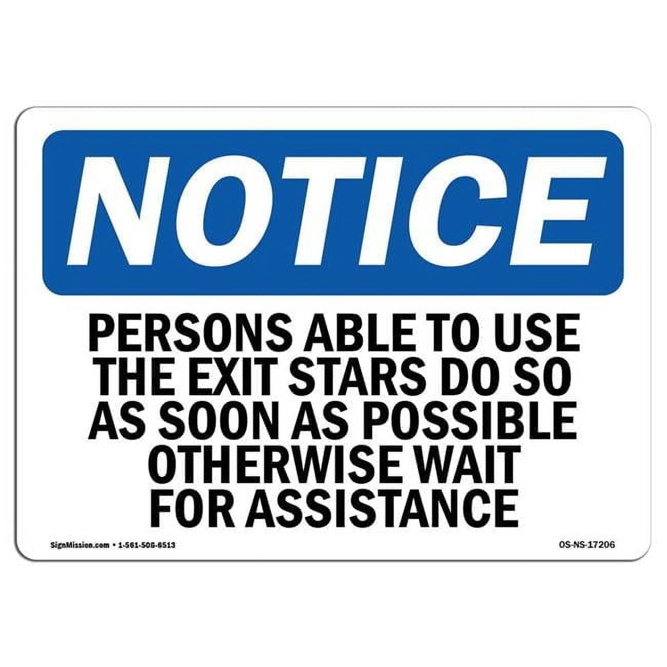 10 x 14 in. OSHA Notice Sign - Persons Able to Use the Exit Stair Do So ...