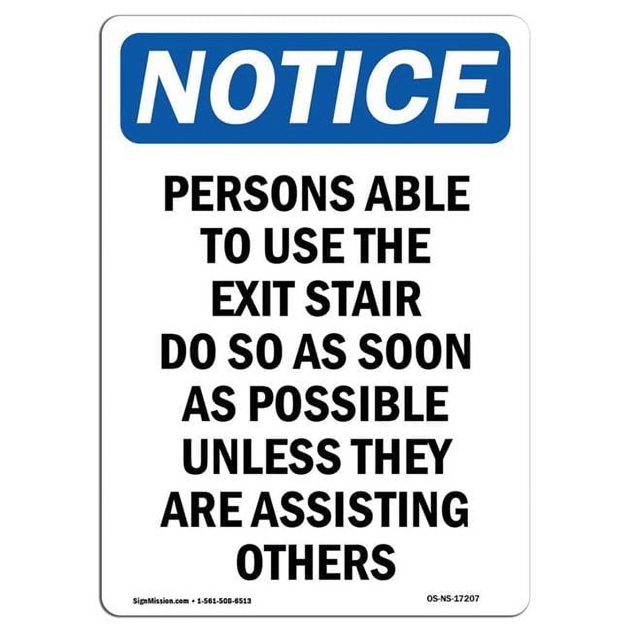10 x 14 in. OSHA Notice Sign - Persons Able to Use the Exit Stair ...