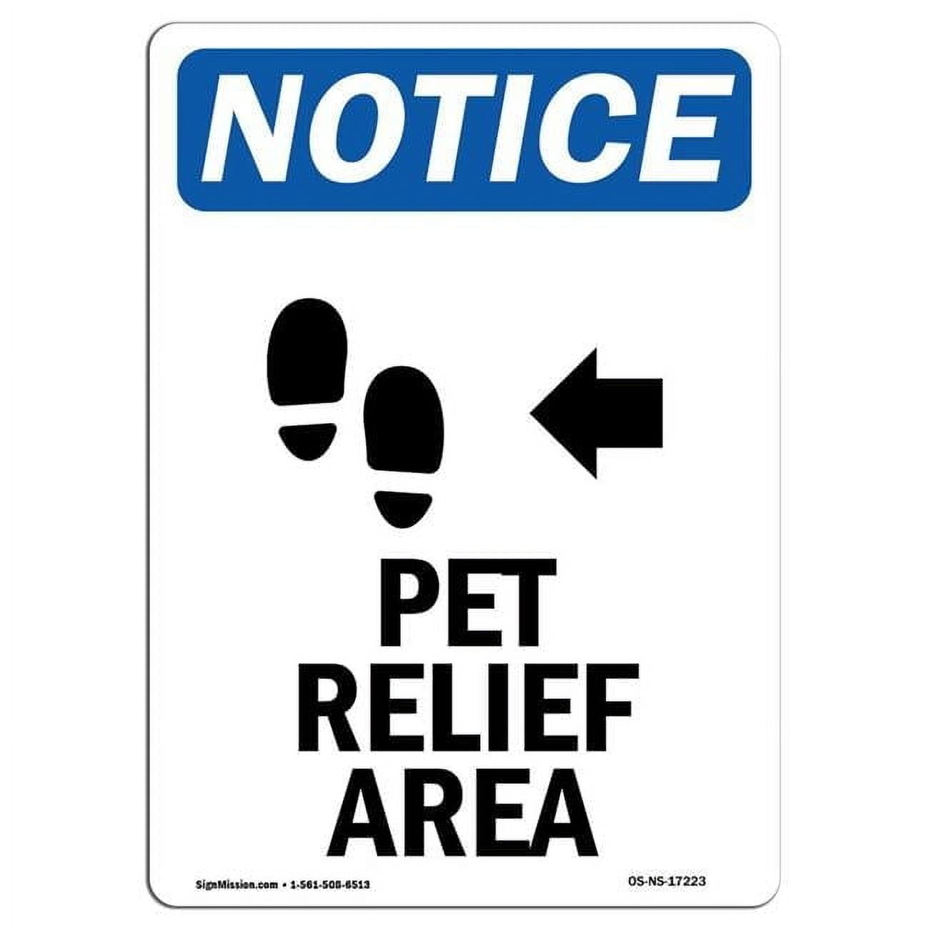 10 x 14 in. OSHA Notice Sign - Pet Relief Area Left Arrow - Walmart.com