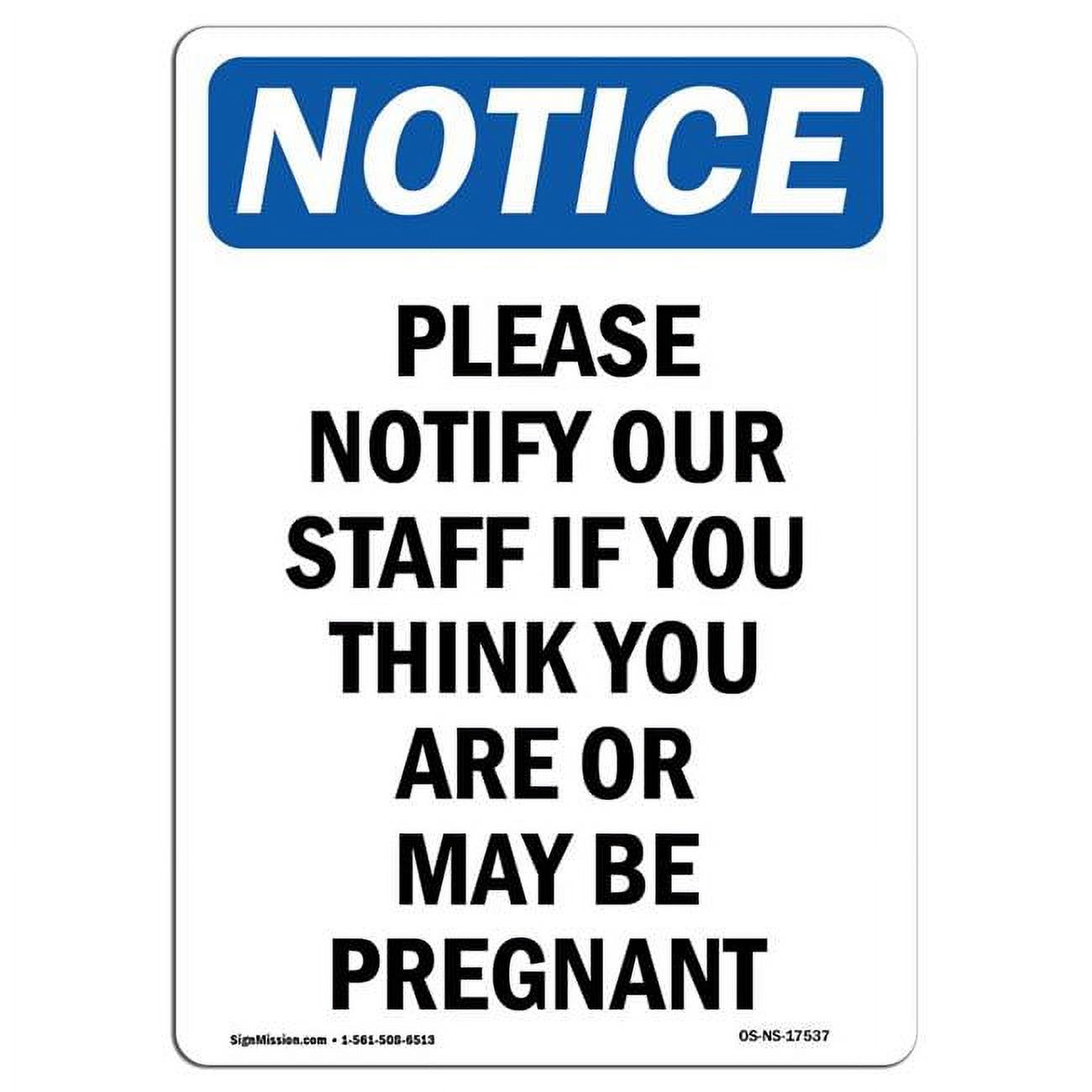 10 x 14 in. OSHA Notice Sign - Please Notify Our Staff If You - Walmart.com