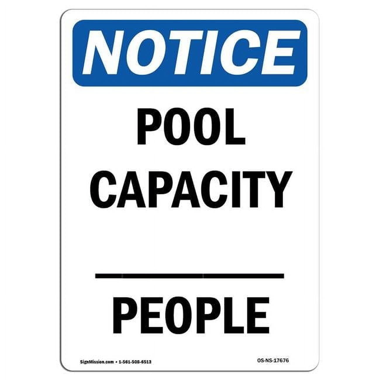 10 x 14 in. OSHA Notice Sign - Pool Capacity People - Walmart.com