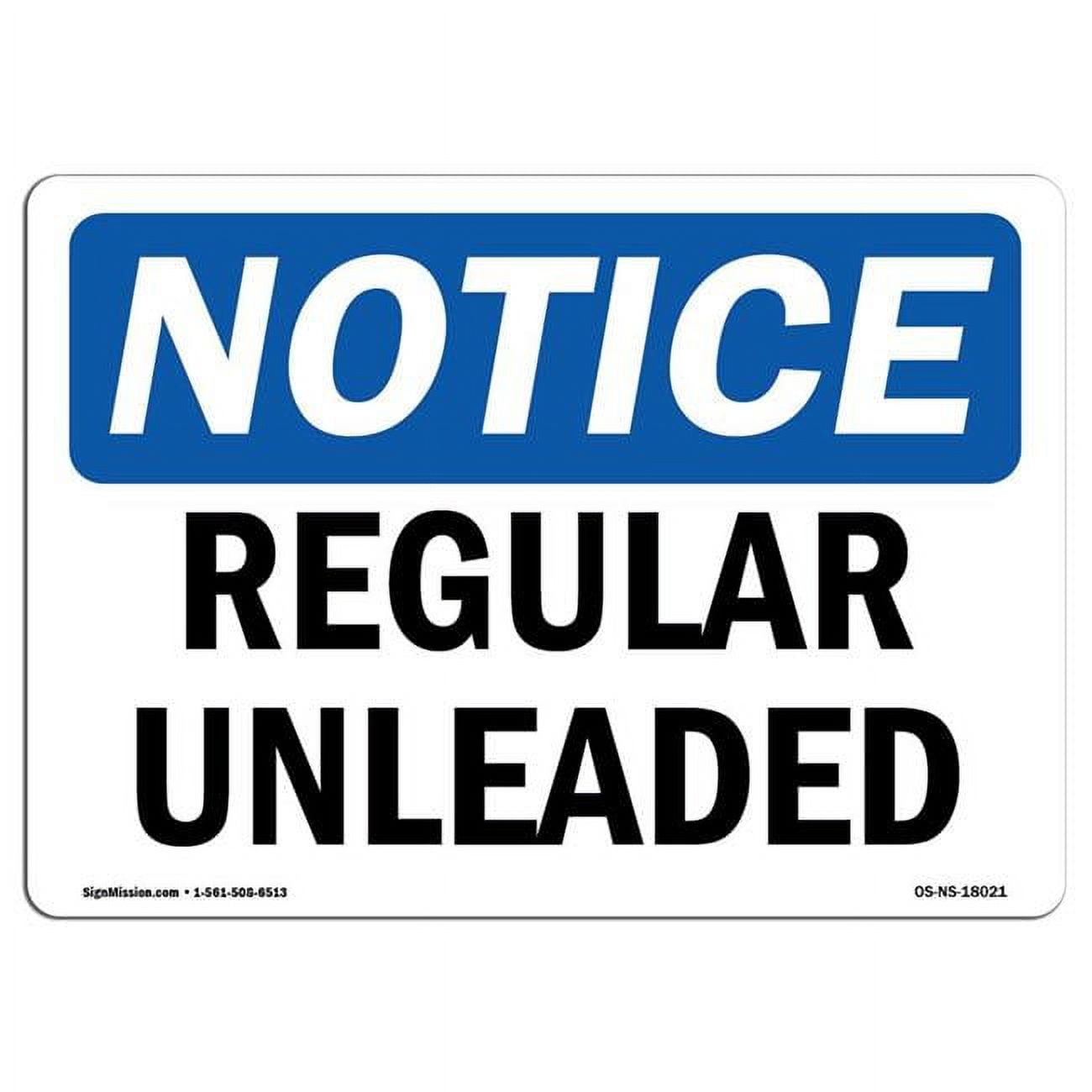10 x 14 in. OSHA Notice Sign - Regular Unleaded - Walmart.com
