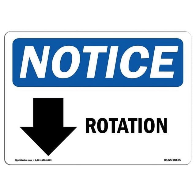 10 x 14 in. OSHA Notice Sign - Rotation Down Arrow - Walmart Business ...