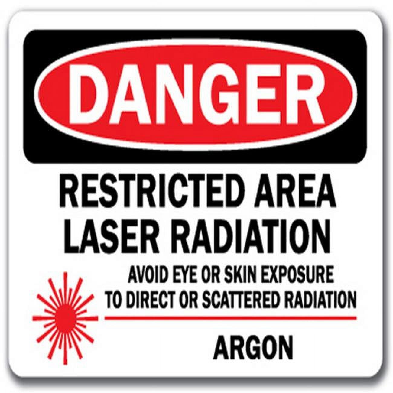 10 x 14 in. OSHA Safety Danger Sign - Restricted Area Laser Radiation ...