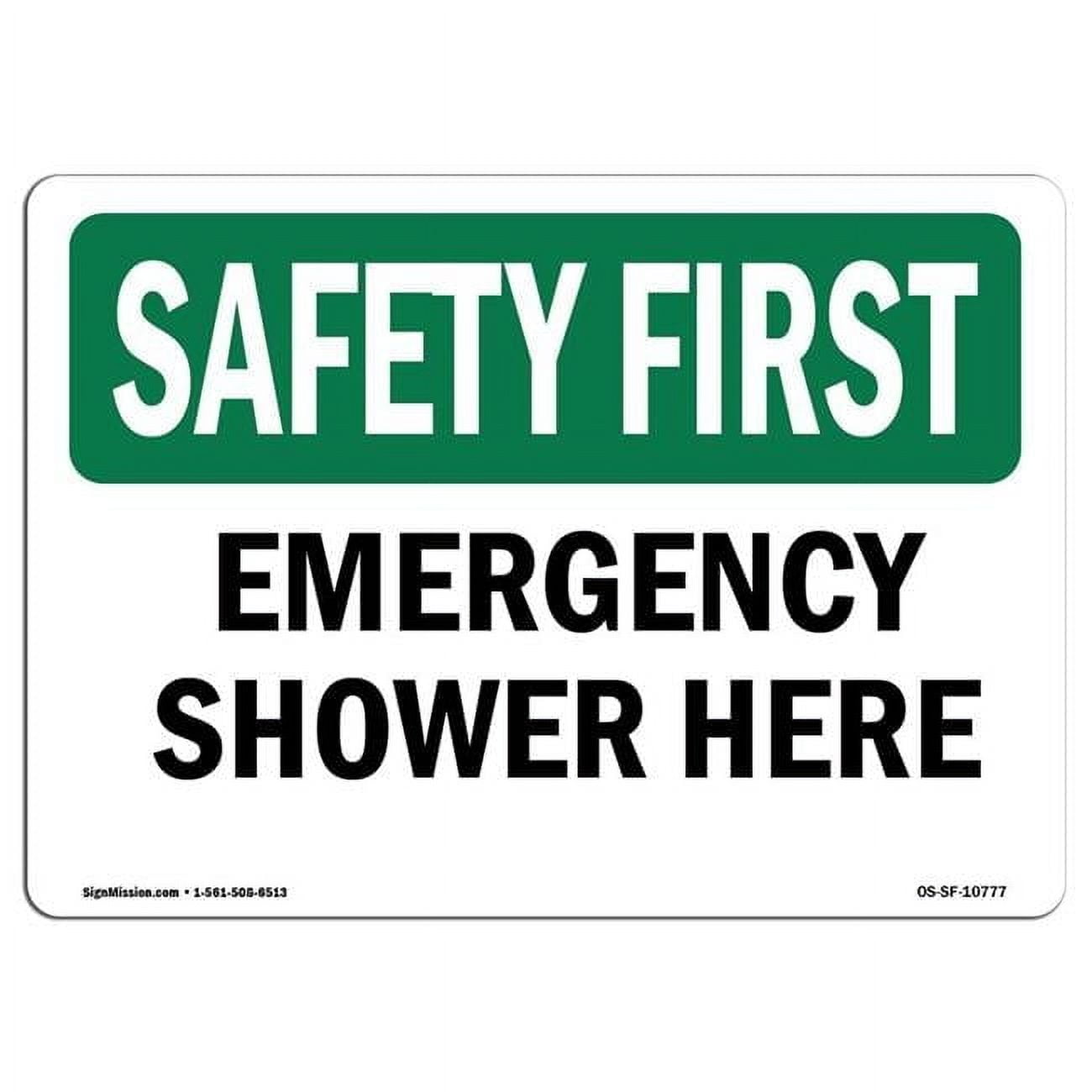 10 x 14 in. OSHA Safety First Sign - Emergency Shower Here - Walmart.com