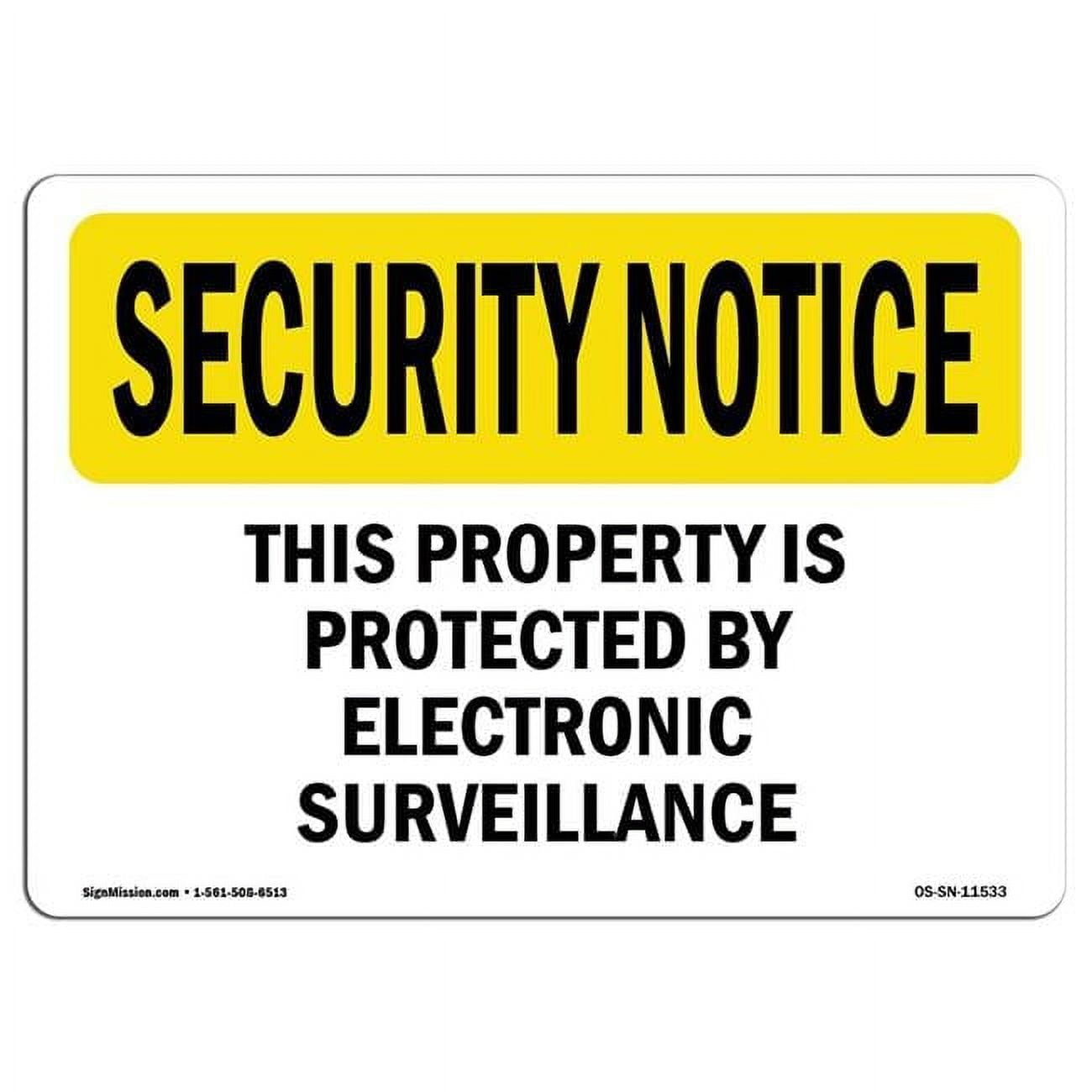 10 x 14 in. OSHA Security Notice Sign - Electronic Surveillance ...