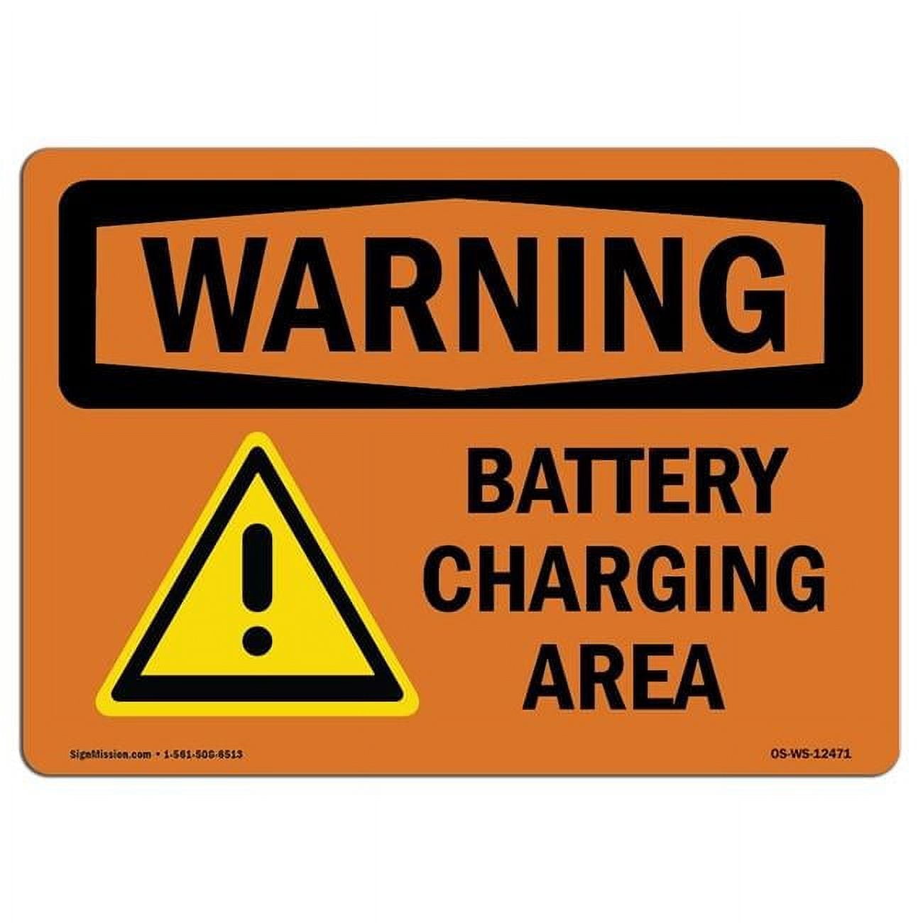 10 x 14 in. OSHA Warning Sign - Battery Charging Area - Walmart.com