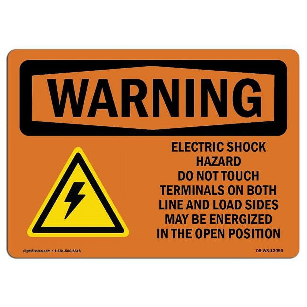 10 X 14 In OSHA Warning Sign Electric Shock Hazard Do Not With