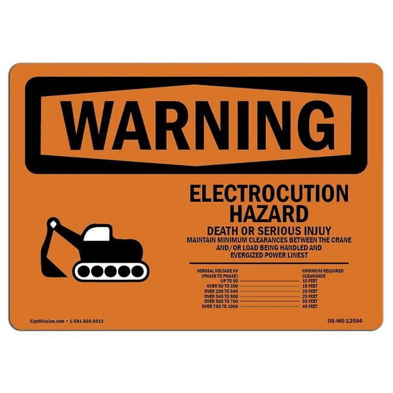 10 x 14 in. OSHA Warning Sign - Electrocution Hazard Crane - Walmart.com