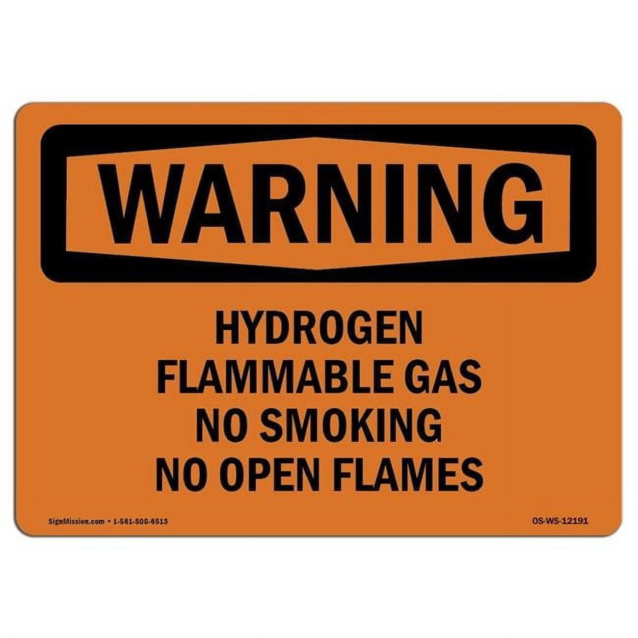 10 x 14 in. OSHA Warning Sign - Hydrogen Flammable Gas No Smoking No ...