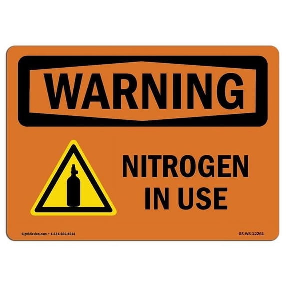 10 x 14 in. OSHA Warning Sign - Nitrogen in Use with Symbol - Walmart.com