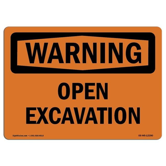 10 x 14 in. OSHA Warning Sign - Open Excavation - Walmart.com