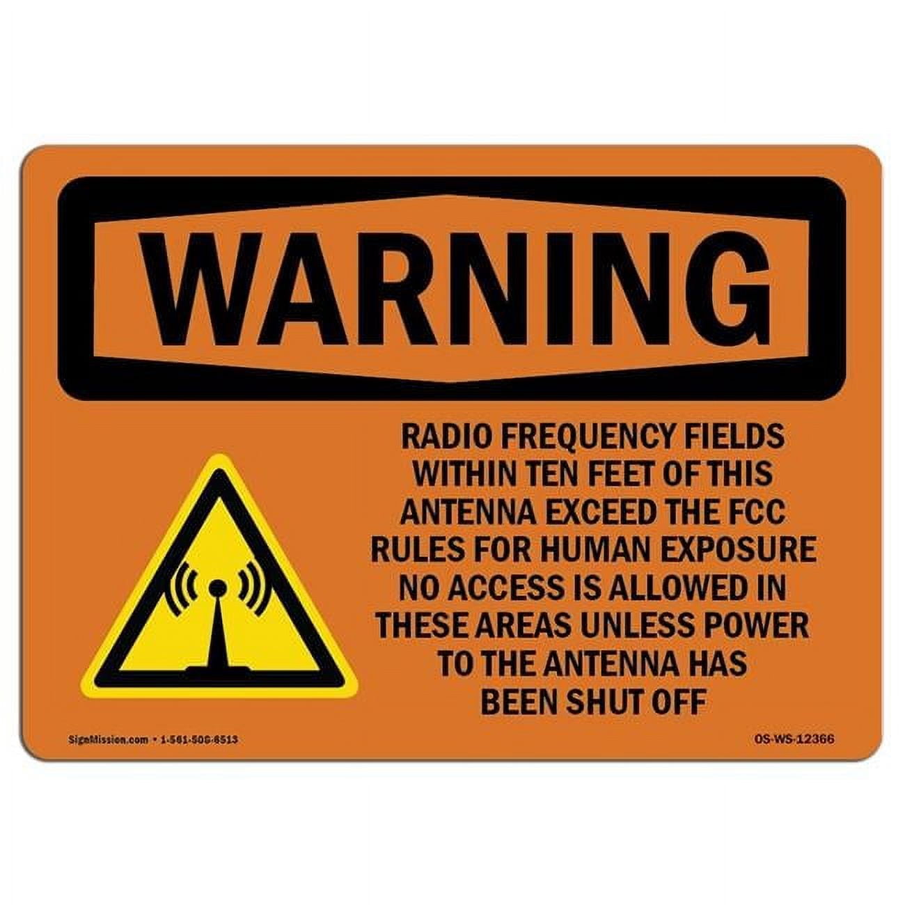 10 x 14 in. OSHA Warning Sign - Radio Frequency Fields within with ...