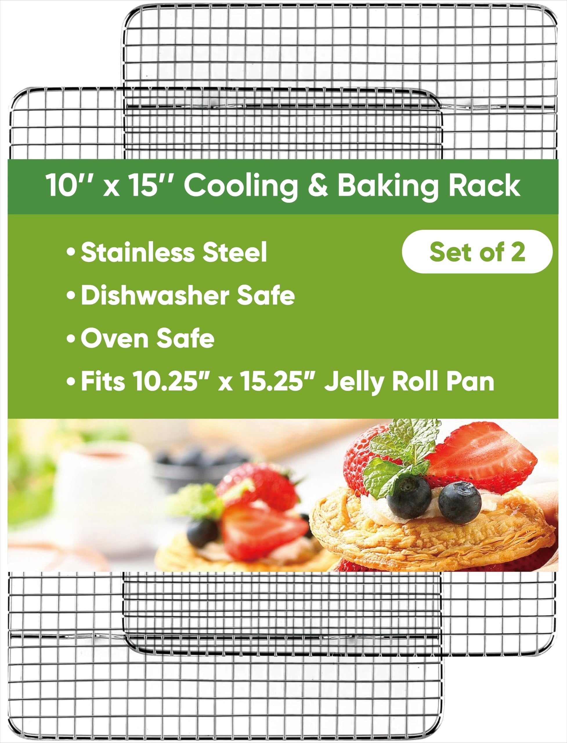10 x 15 Inch Stainless Steel Cooling Rack for Cooking & Baking - Heavy ...