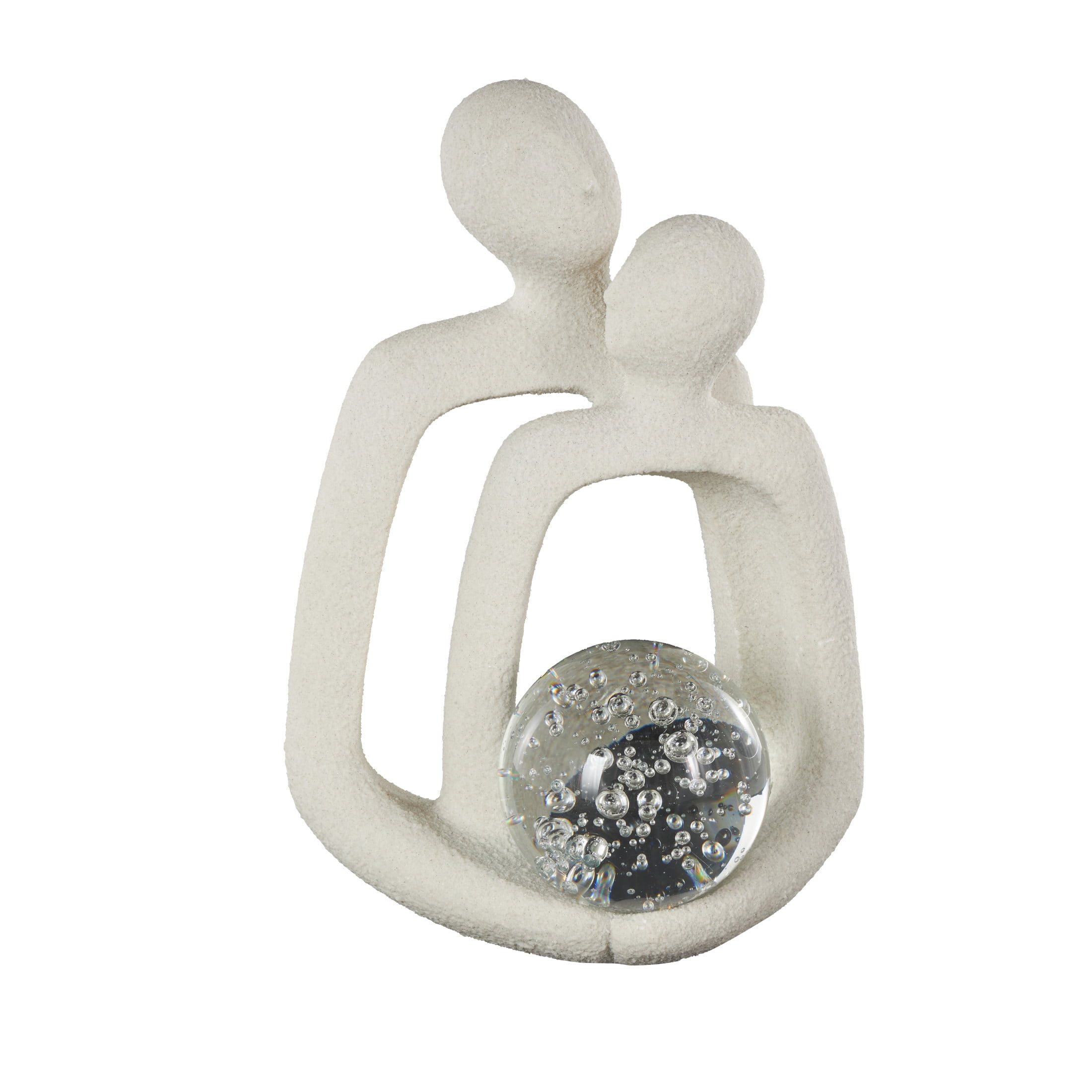 10" x 15" White Polystone Abstract Textured People Sculpture with Clear ...