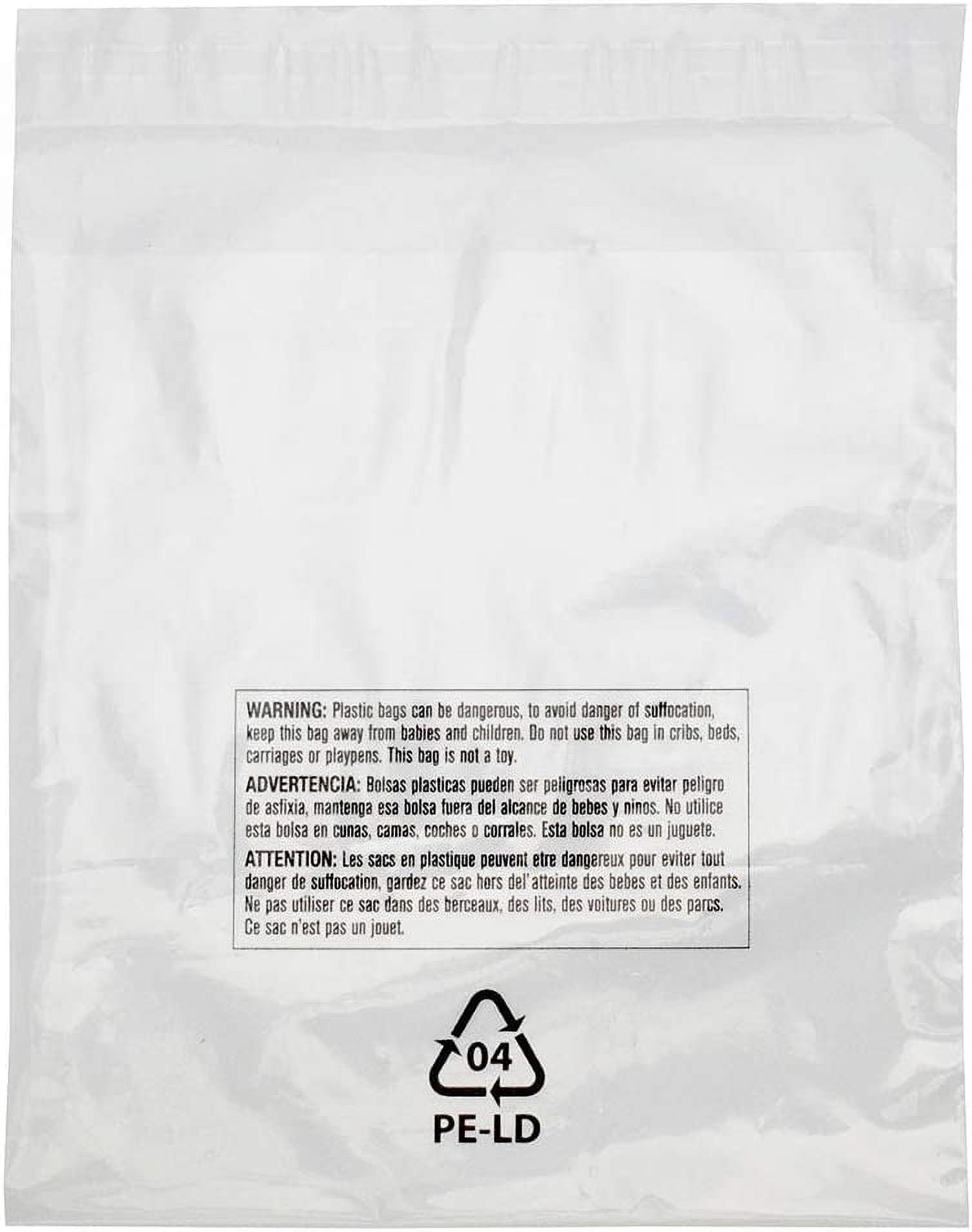 10" x 15" x 1.5 mil Clear Plastic Resealable Suffocation Warning Bags ...