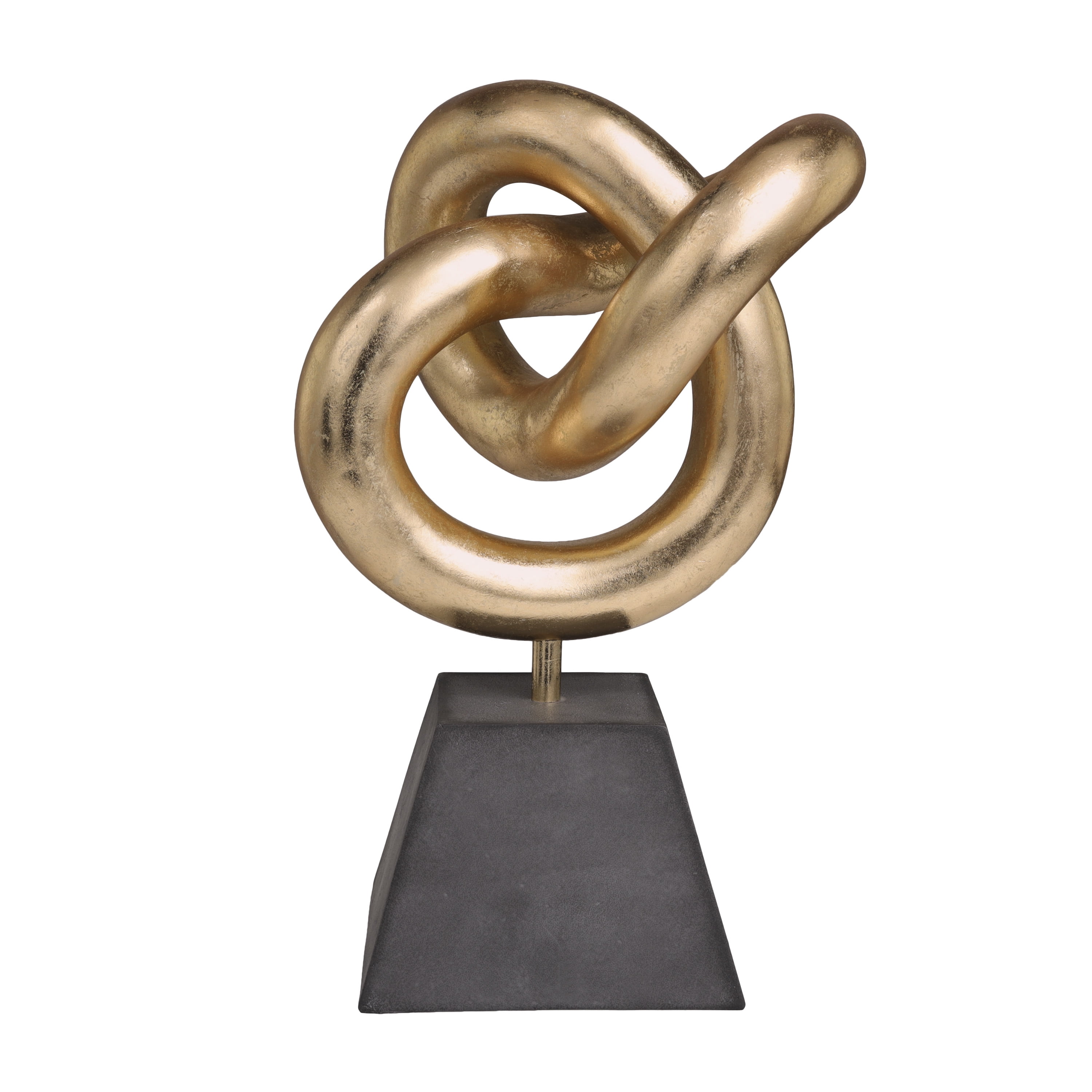 10" x 16" Gold Polystone Chain Sculpture with Gray Pyramid Base, by ...