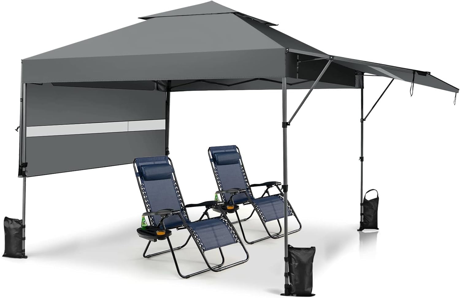 10 x 17.6 Feet Outdoor Instant Pop-up Canopy Tent with Dual Half ...