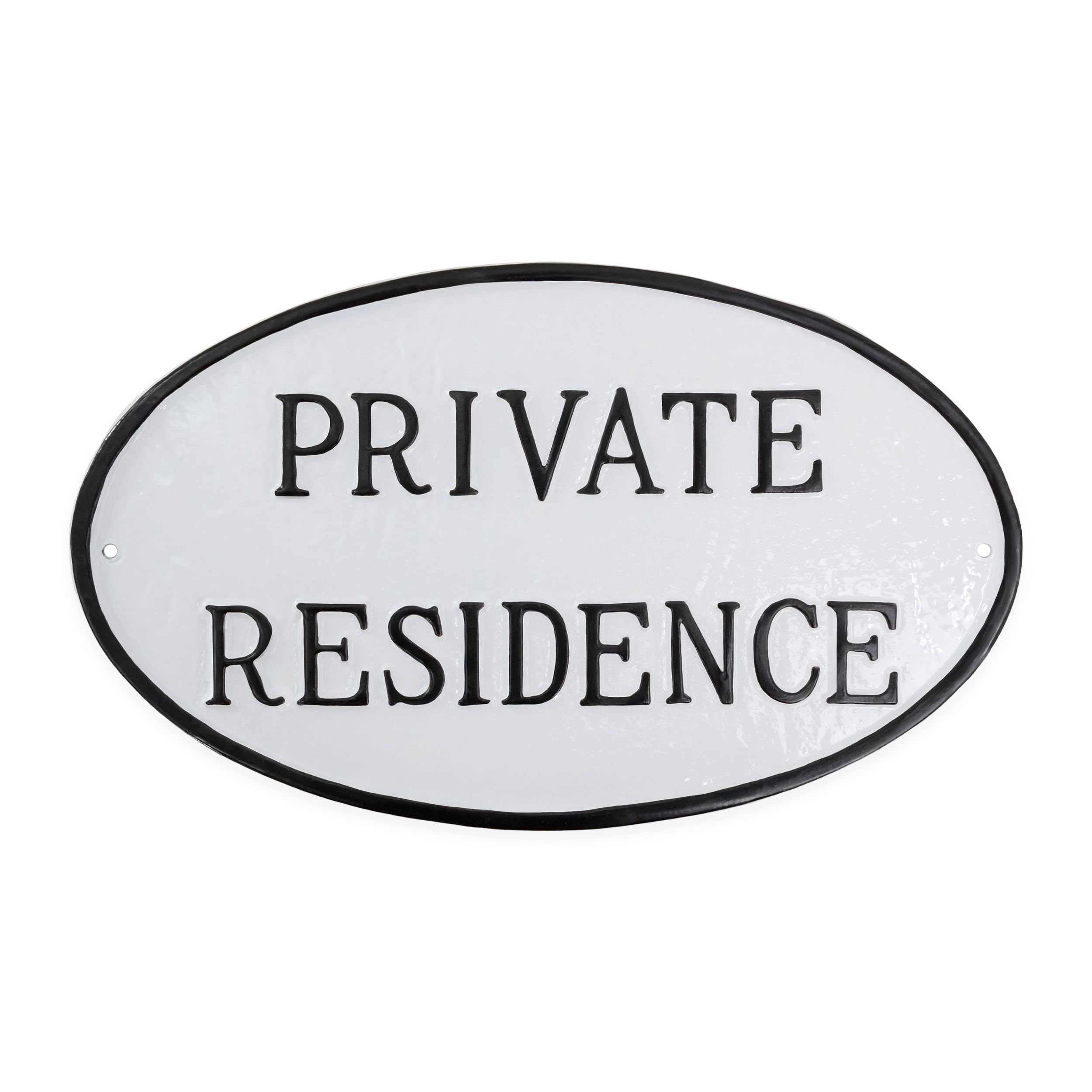 10" x 18" Large Oval Private Residence Statement Plaque Sign - White ...