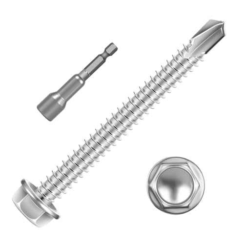 #10 x 2-1/2" (80 PCS) Sheet Metal Screws, Hex Washer Head Self Drilling ...