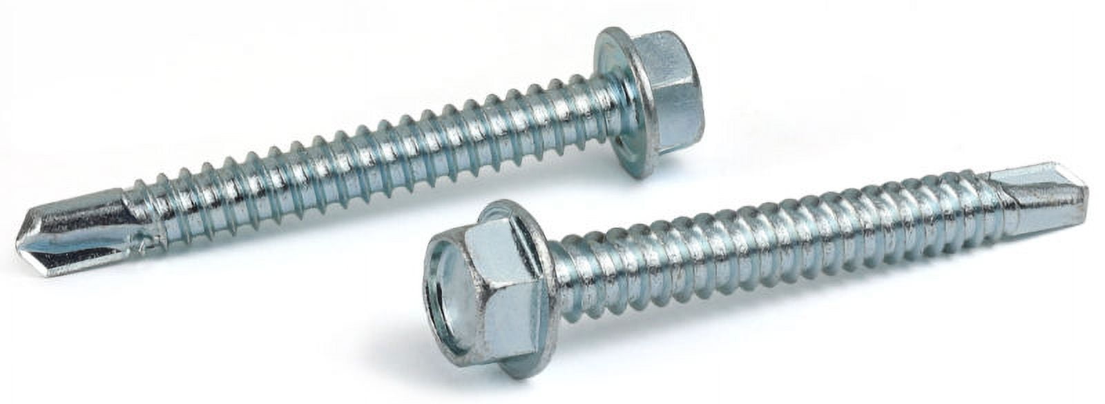 #10 x 2 1/2" Self-Drilling Screws / Unslotted / Hex Washer Head / Steel / High Corrosion Silver ...