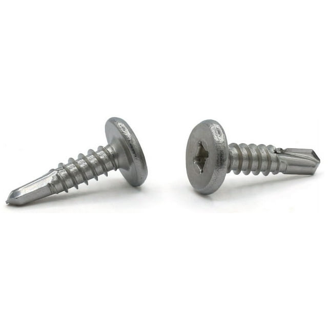 #10 x 2" Self-Drilling Screws / Combo (Square / Phillips) / Pancake Head / 410 Stainless Steel ...