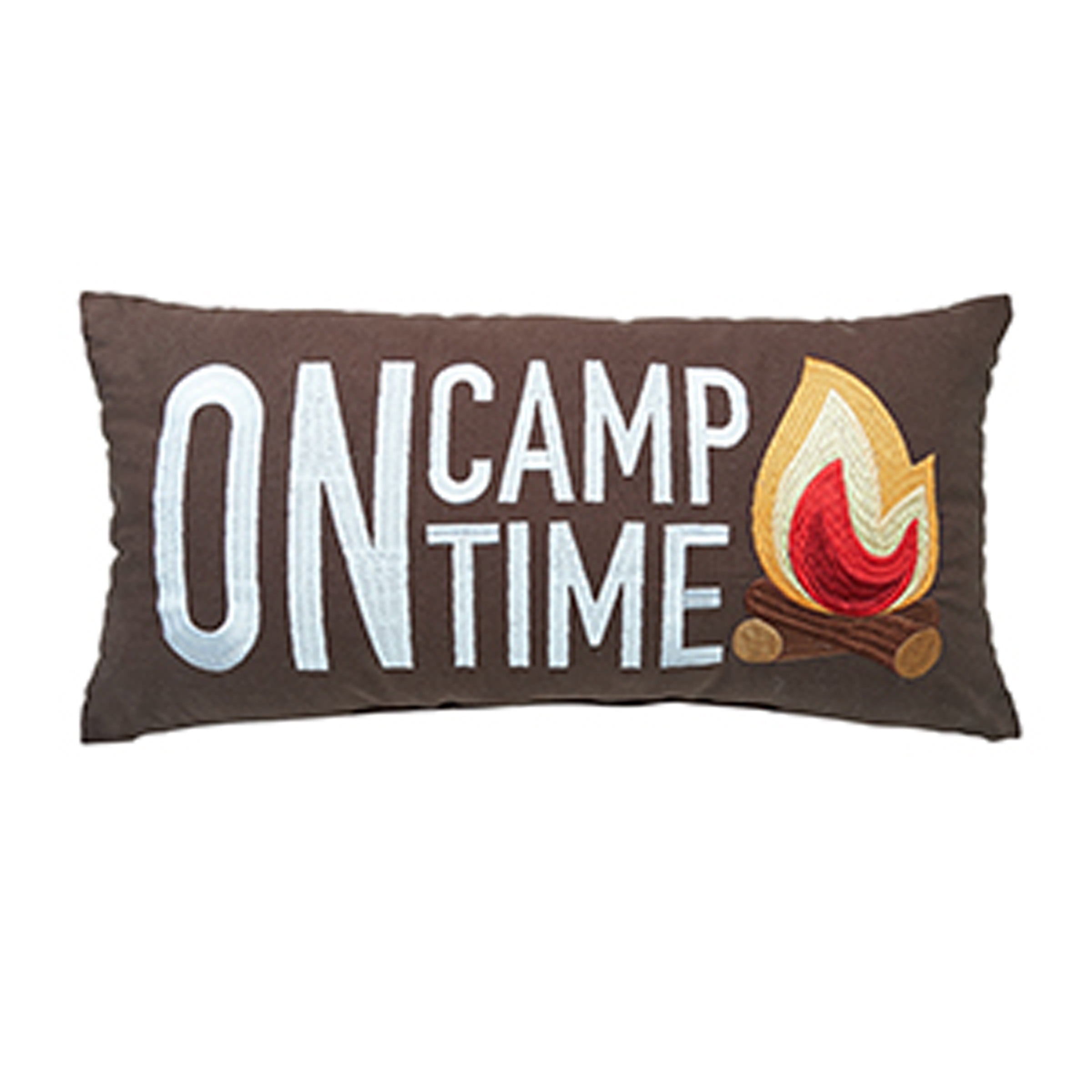 10" x 20" Campfire "On Camp Time" Embroidered Small/Petite Accent Throw Pillow - Walmart.com