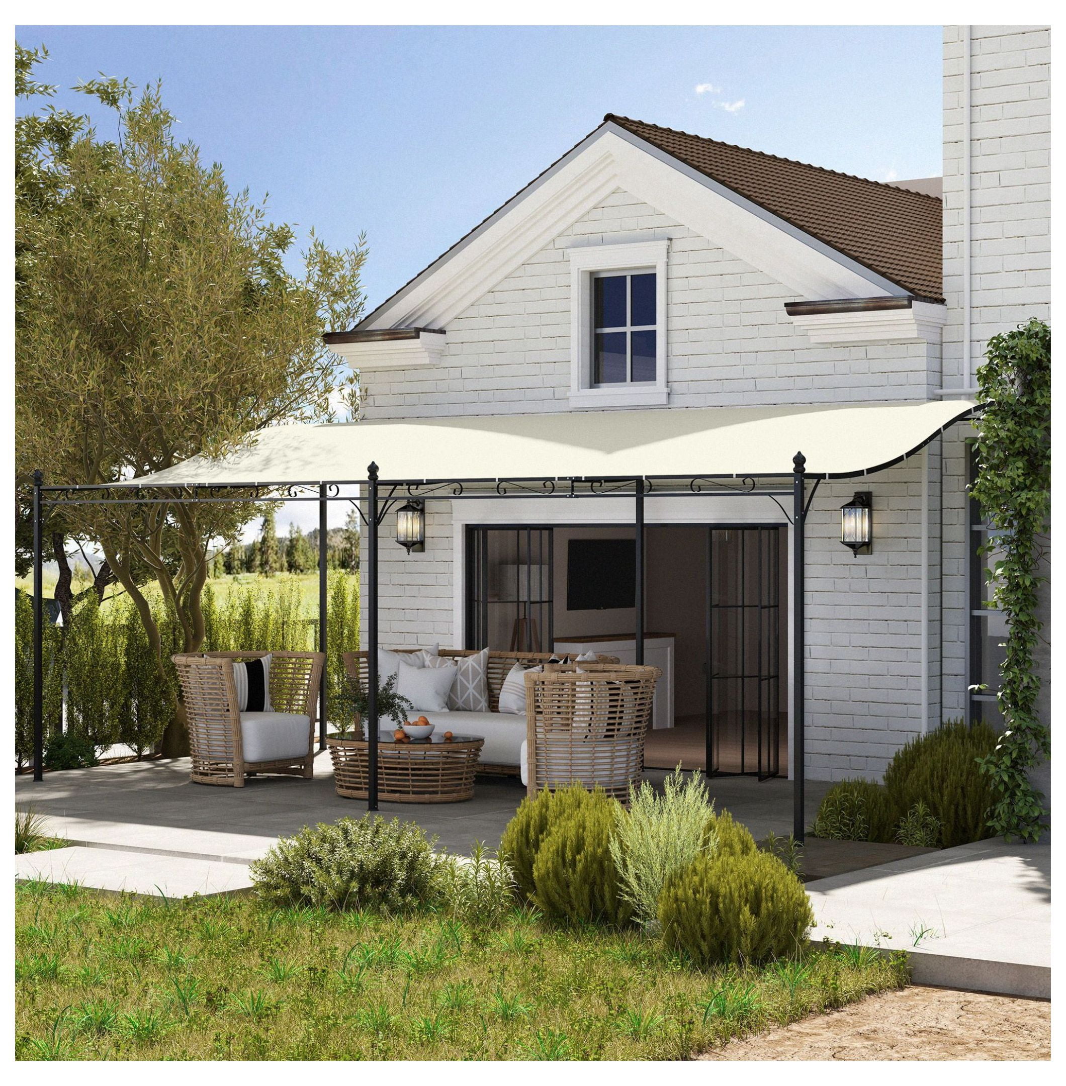 10' x 20' Outdoor Pergola Canopy, Metal Patio Pergola with Drainage ...