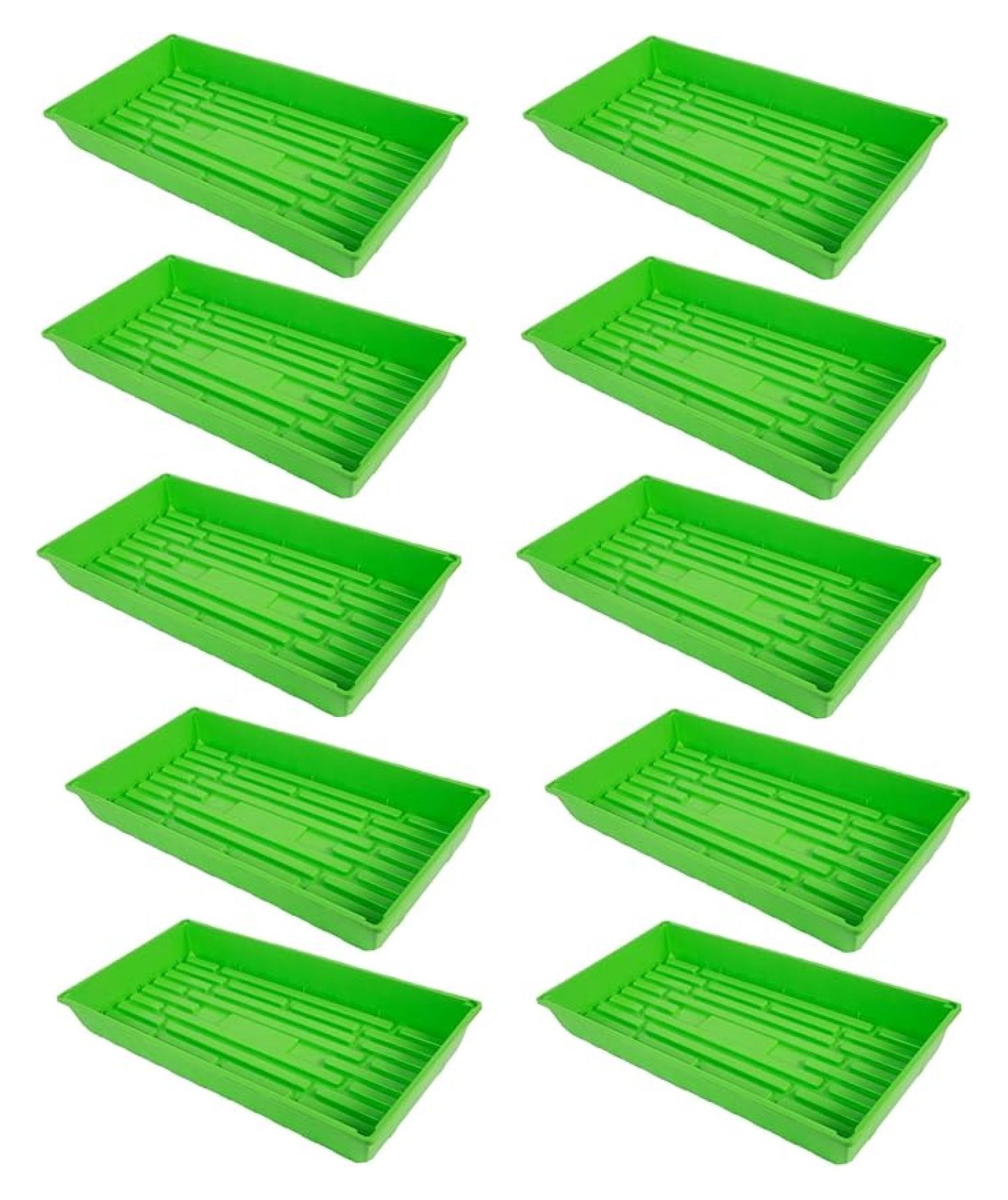 10" x 20" Plastic Seed Starting Tray, Green, 2.5" (Pack of 10) - No ...
