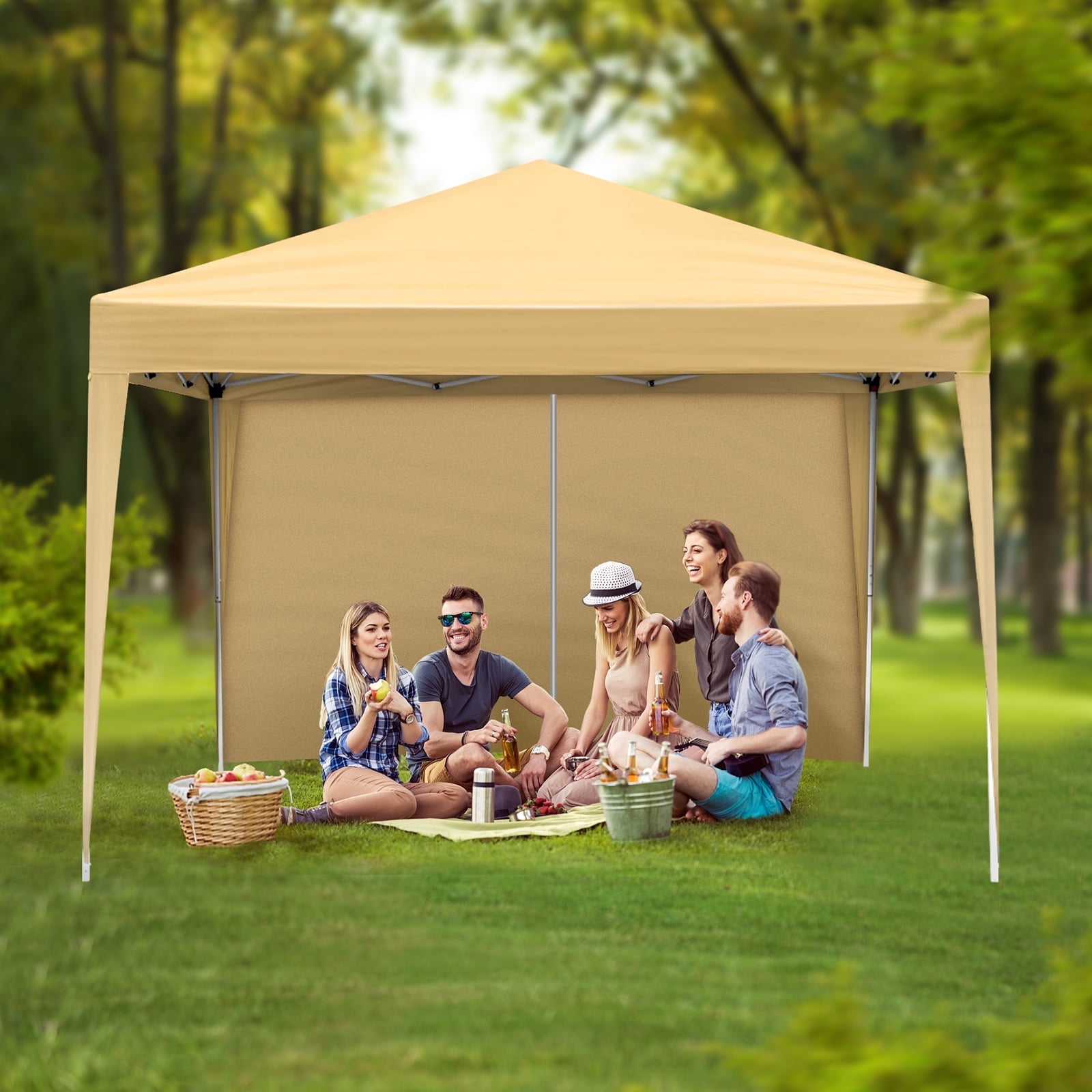 10x10ft Waterproof Right-Angle Folding Camping Tent with 2 Doors & 2 ...