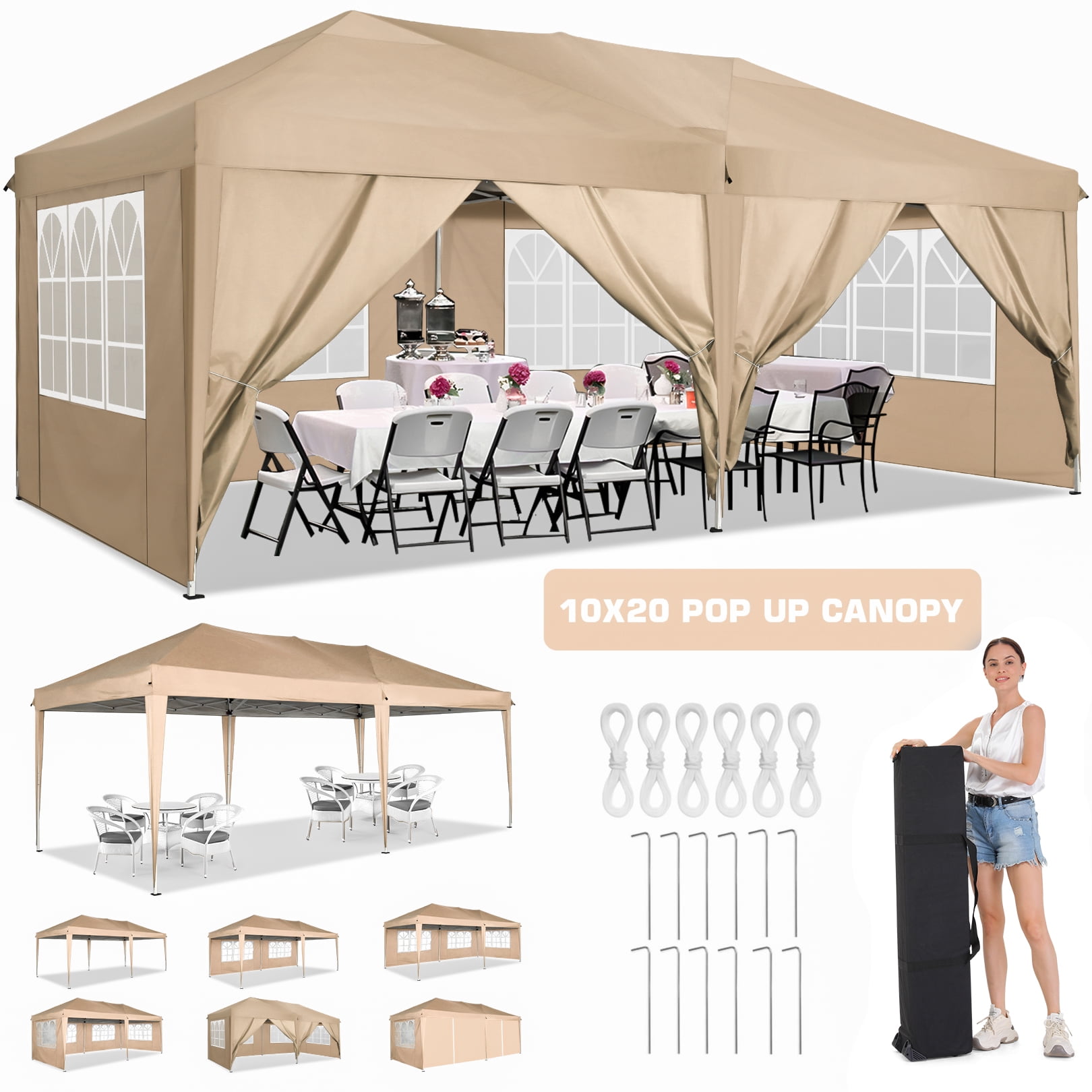 10' x 20' Pop up Canopy Instant Heavy Duty Tent Outdoor Market Canopy ...