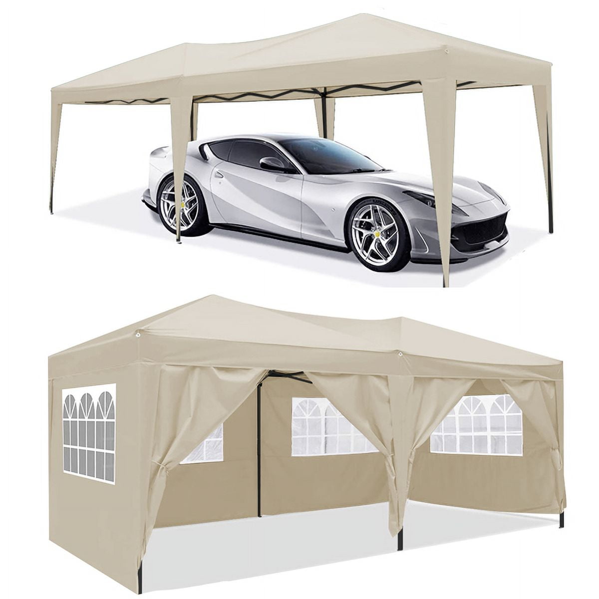 Miekor 10 x 20 ft Beige Event Outdoor Canopies, Removable Sidewalls ...