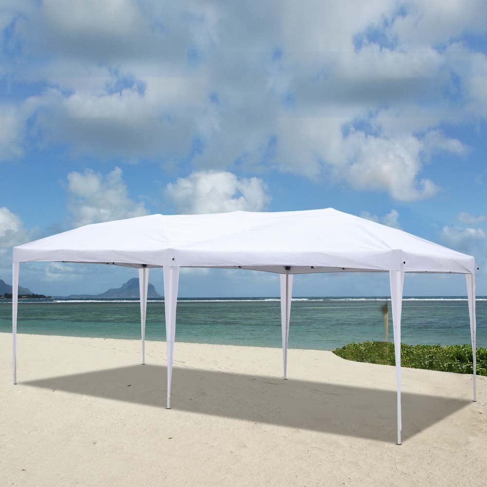 10 x 20ft Outdoor Steel Frame Folding Gazebo Canopy, Portable Canopy ...