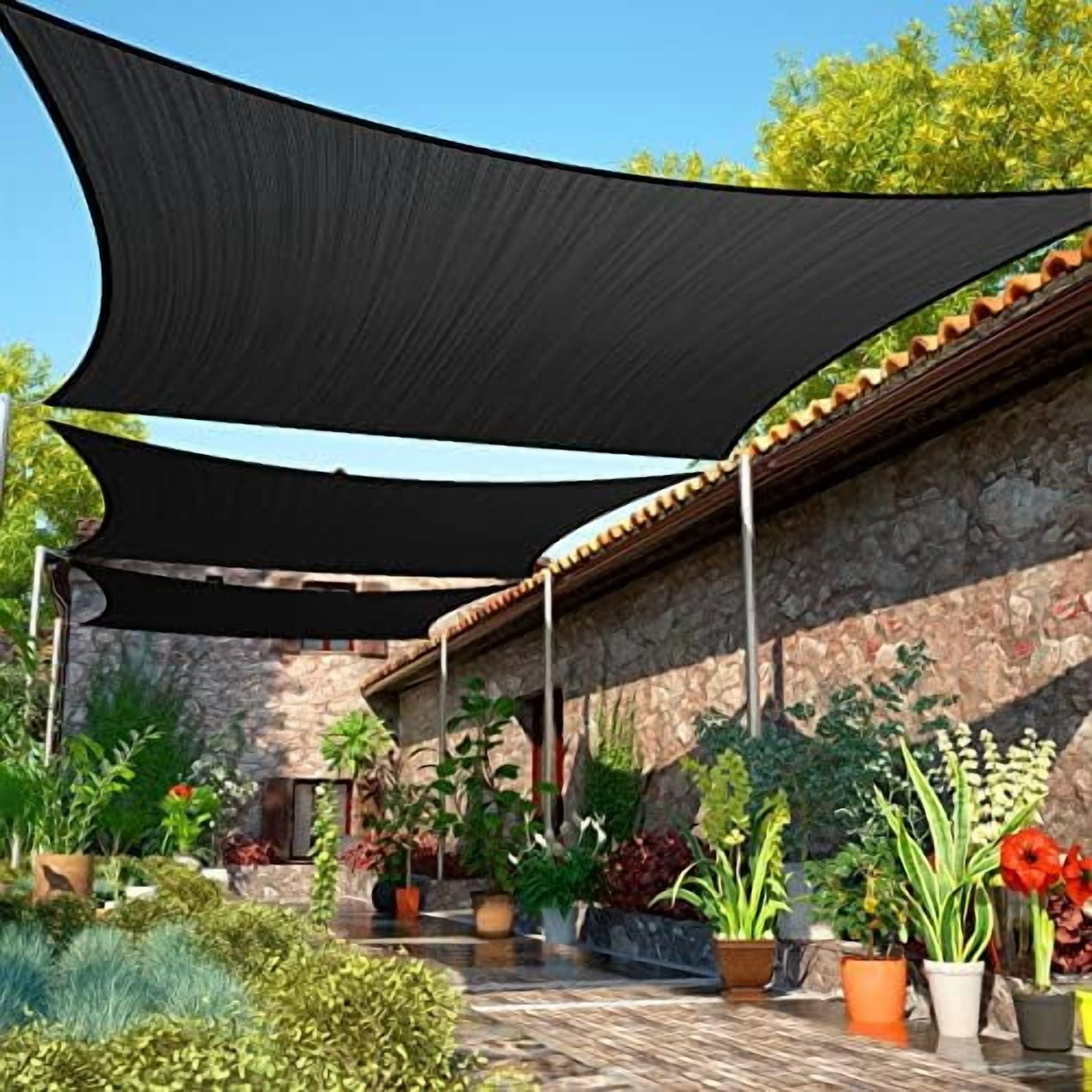 10' x 23' Black Sun Shade Sail UPF50 Rectangle SMTAPS16 Canopy Fabric ...