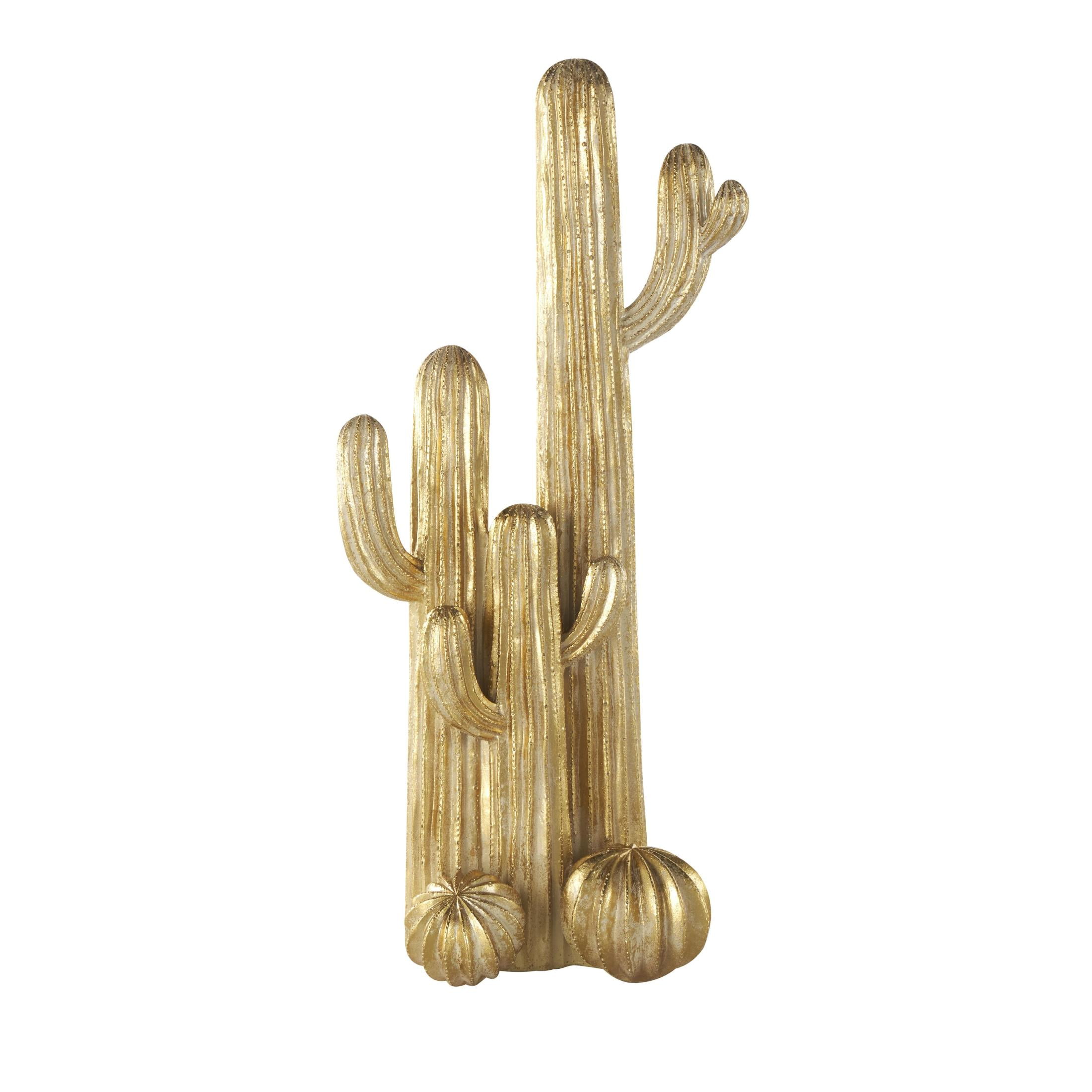DecMode Gold Resin Layered Cactus Sculpture - 10 x 23 - Walmart.com