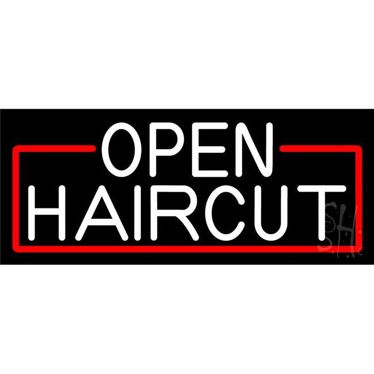 10 x 24 in. Open Haircut Neon Sign - White & Red - Walmart.com