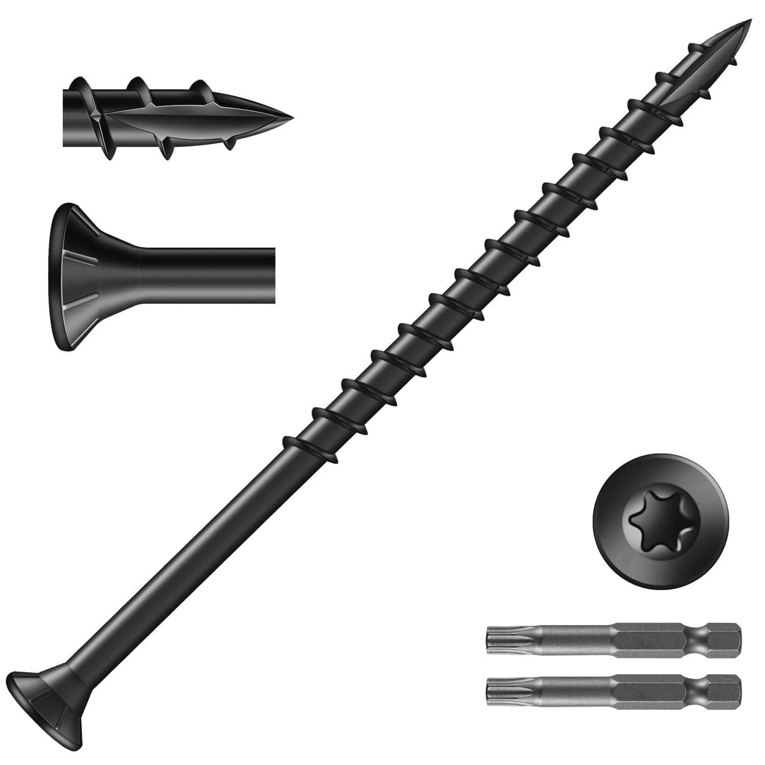 #10 x 3-1/2" Deck Screws (232Pcs) 4lb. Exterior Wood Screws. Carbon ...