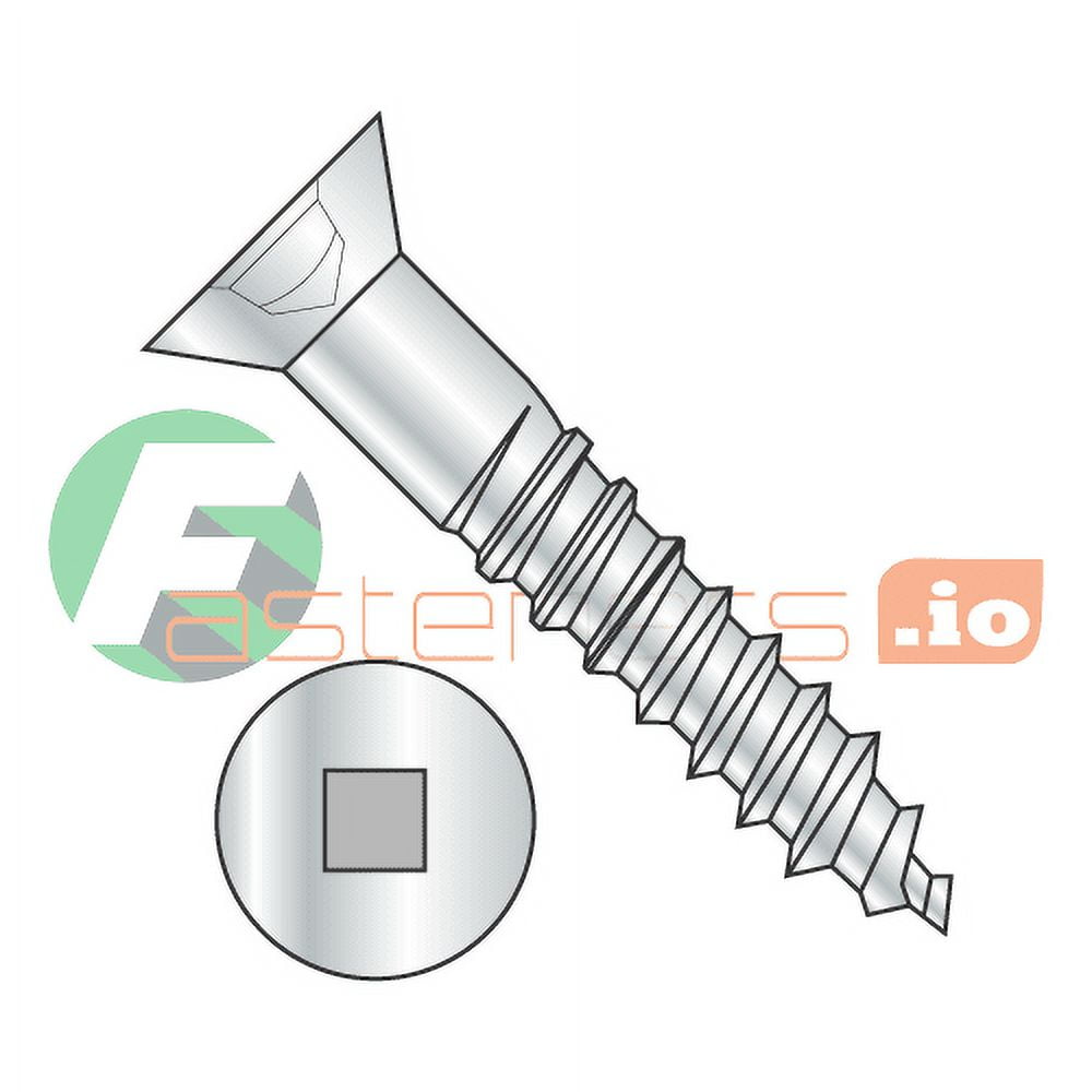 #10 x 3 1/2" Wood Screws / Square / Flat Head / Steel / Zinc (Quantity ...