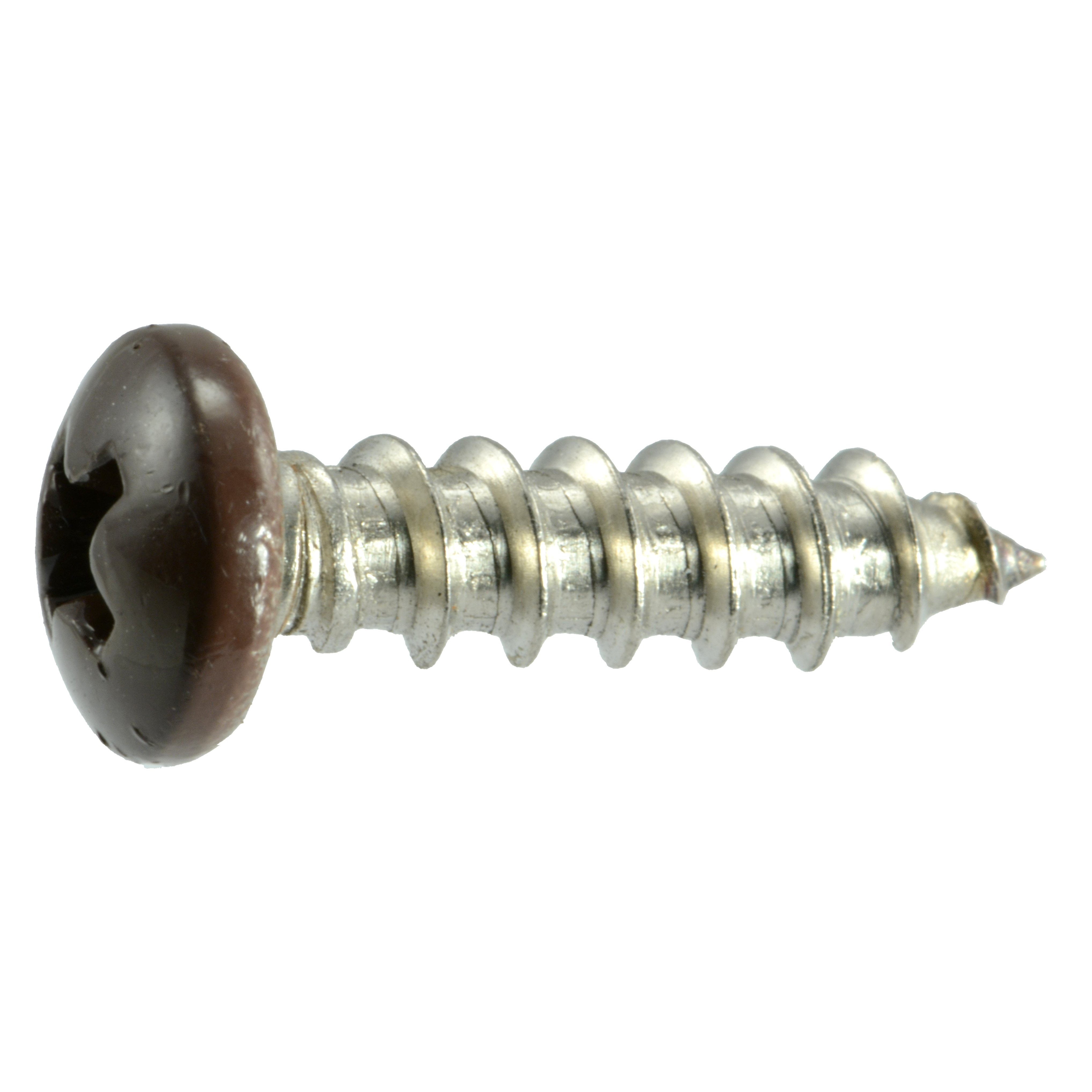 #10 x 3/4" Brown 18-8 Stainless Phillips Pan Head Sheet Metal Screws ...