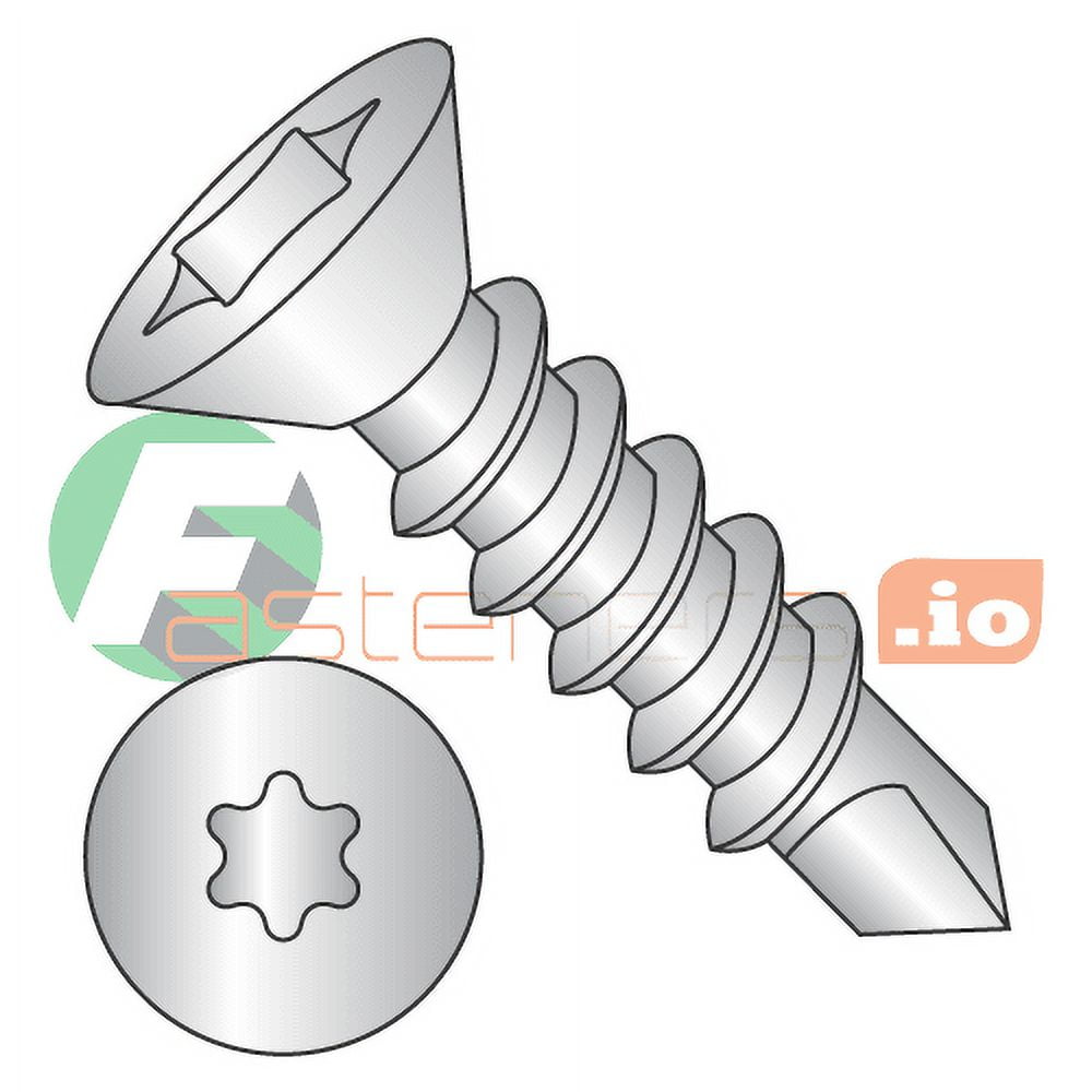 #10 x 3/4" Self-Drilling Screws / Six-Lobe (Torx) / Flat Head / 18-8 Stainless Steel / #3 Drill ...