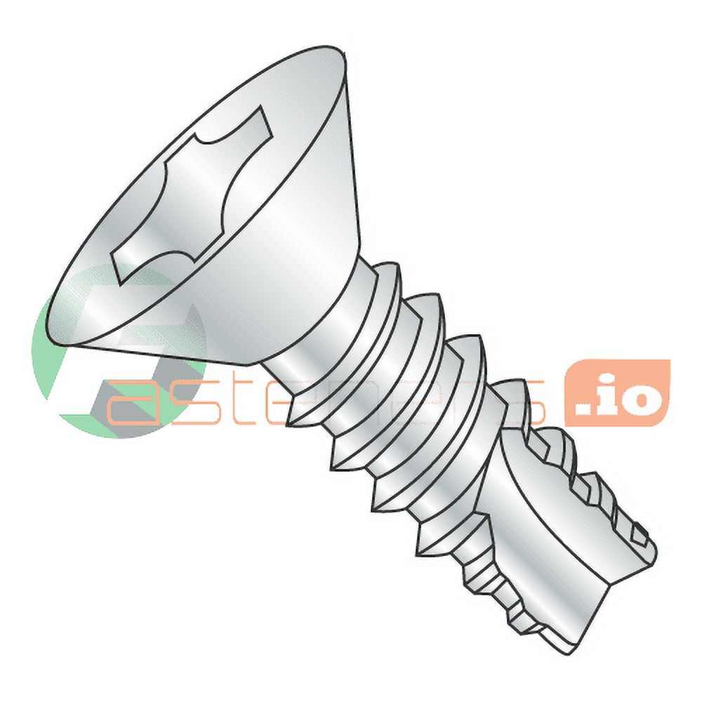 #10 x 3/4" Type 25 Thread Cutting Screws / Phillips / Flat Head / Steel ...