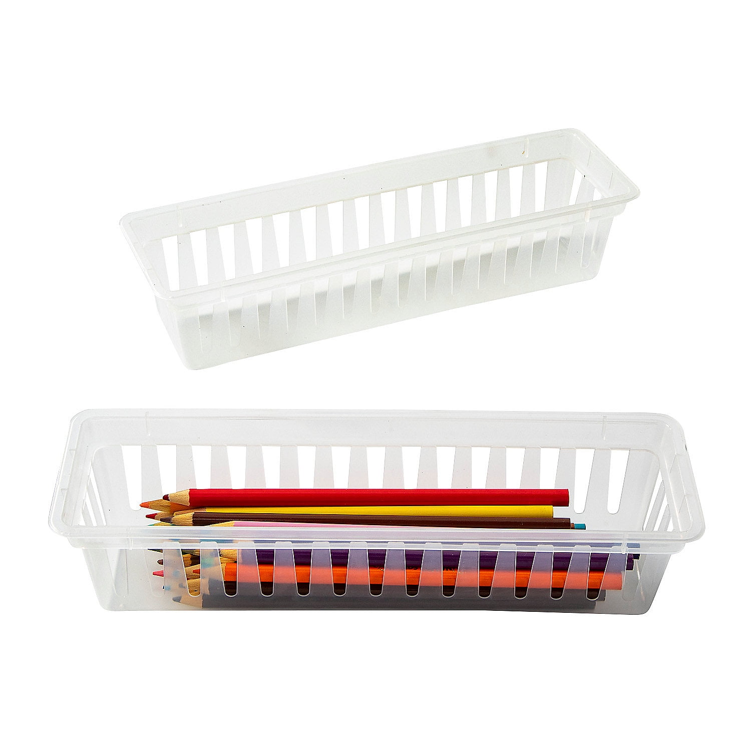 10" x 3" Clear Plastic Classroom Pencil & Marker Baskets - 6 Pieces ...