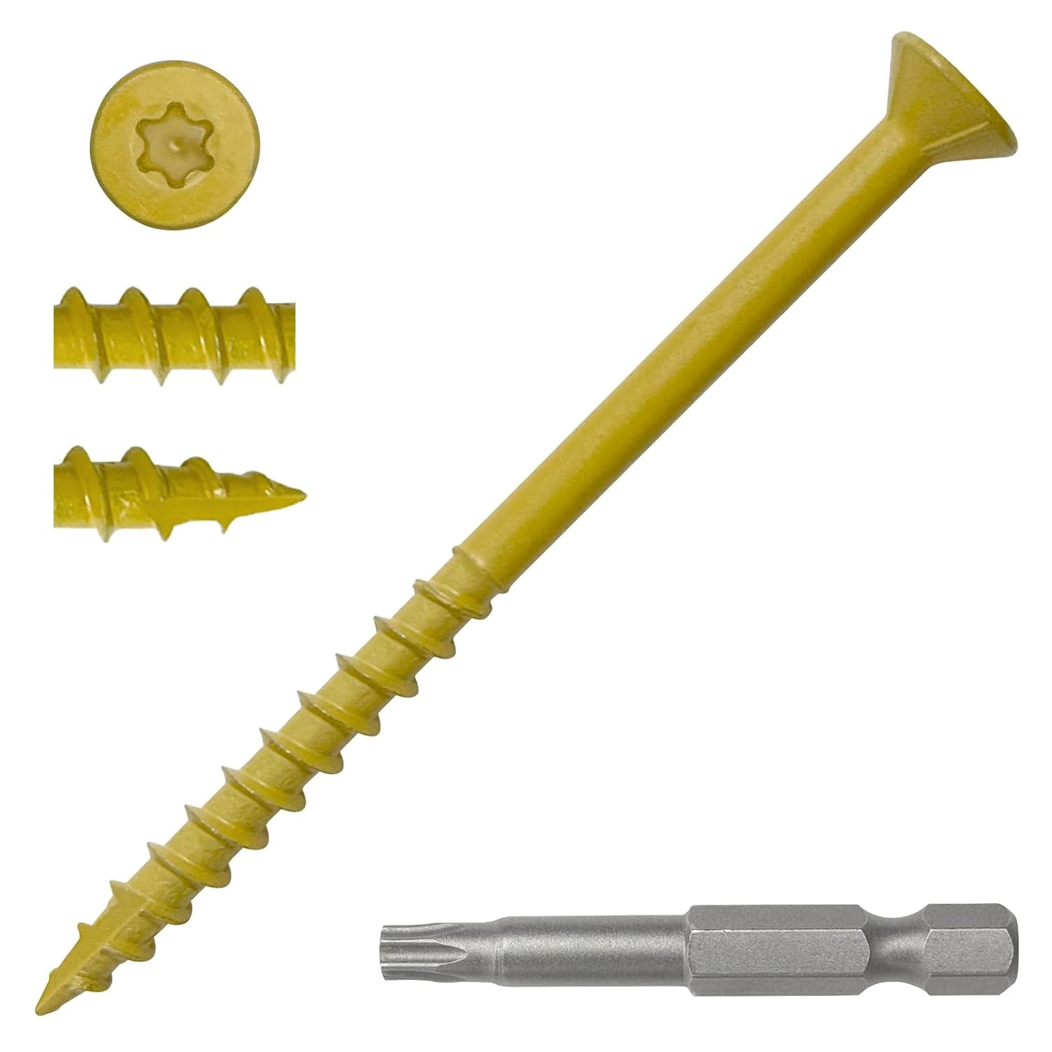 #10 x 3 Deck Screws, 100 PCS, Rust Resistant Epoxy Coated, Exterior ...
