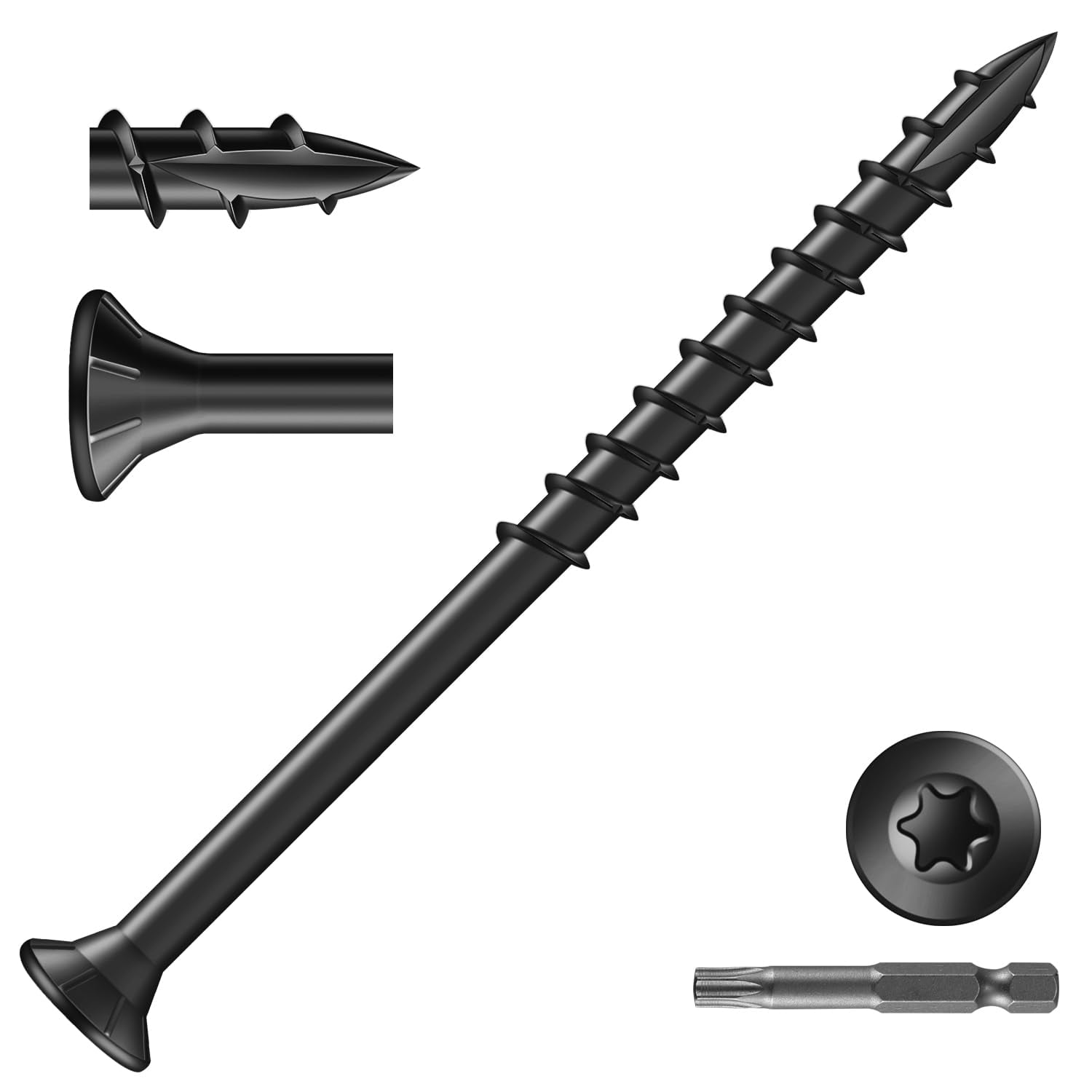 #10 x 3 Inch Deck Screws (59Pcs) 1lb. Carbon Steel, Black, Flat Head ...