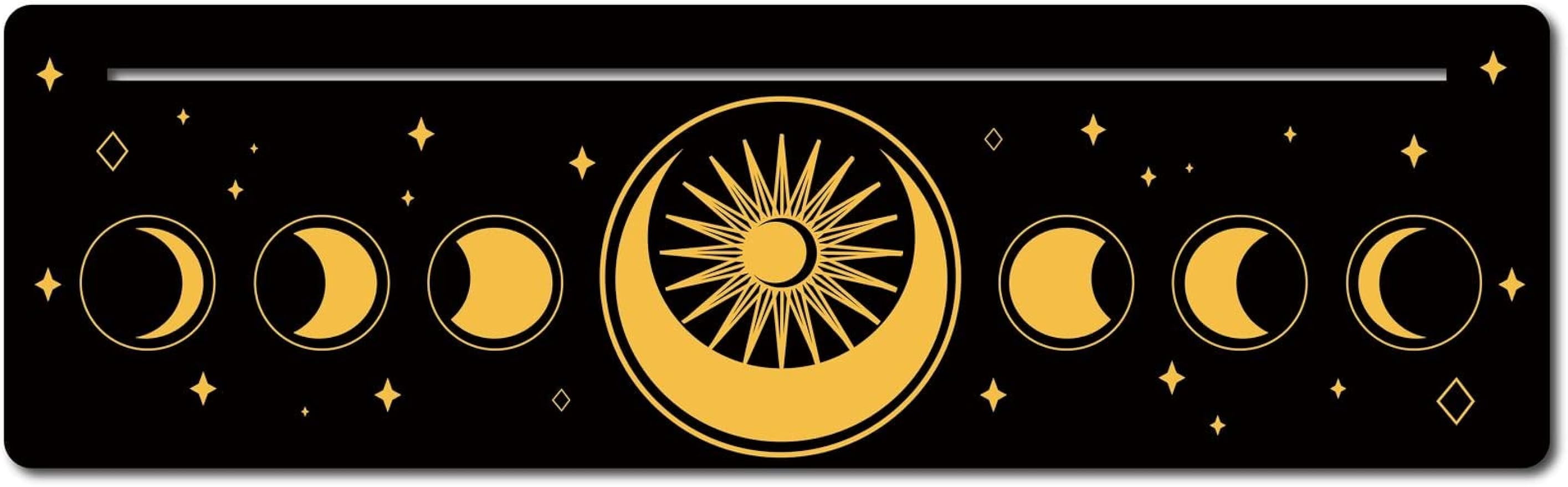 10 x 3 Inch Wooden Tarot Card Stand Black Rectangle Shaped Moon Phase ...