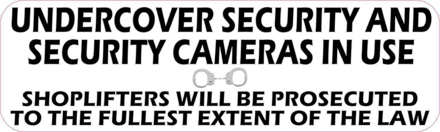 10 x 3 Undercover Security and Security Cameras in Use Sticker Vinyl ...