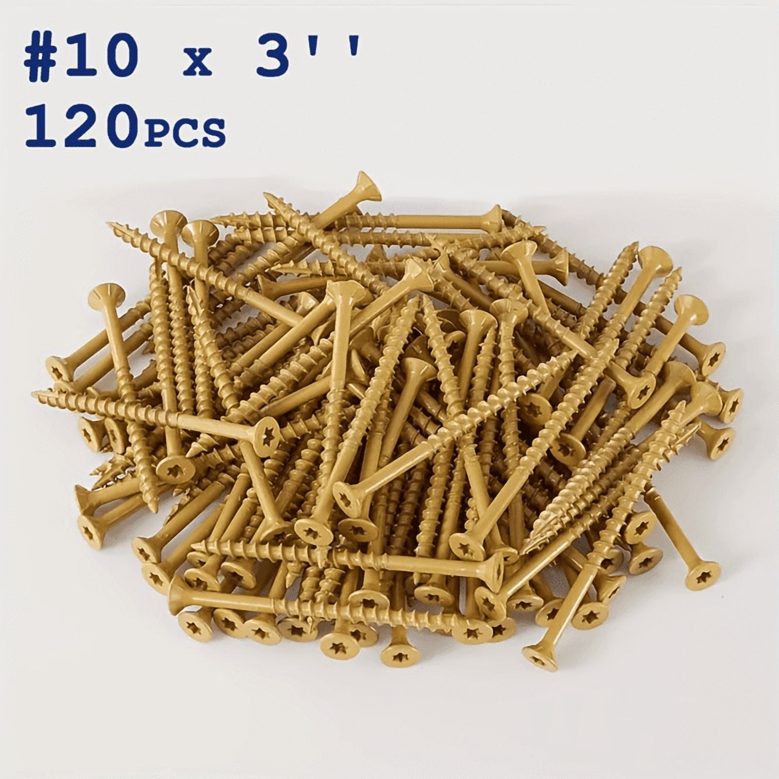 #10 x 3" Wood Screws, 120PCS Carbon Steel Star Drive Self-Tapping ...