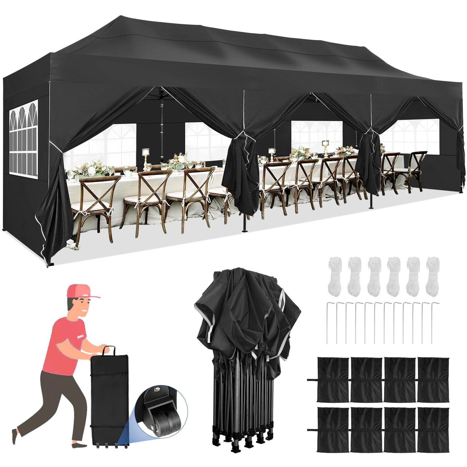 10 x 30 FT Heavy Duty Canopy Tent, Pop Up Waterproof Party Tent ...