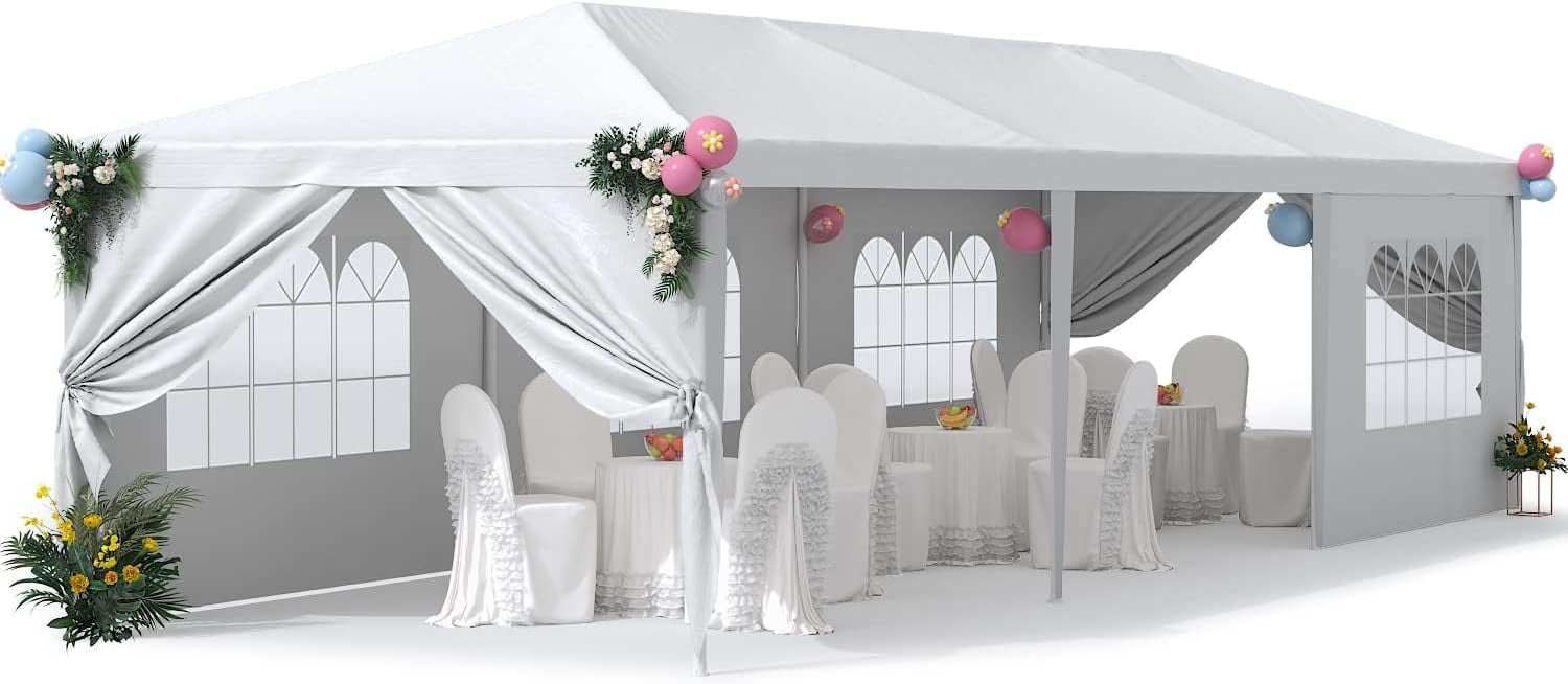 10 x 30 Outdoor Canopy, Party Tents with 8 Removable Sidewalls, Gazebo ...